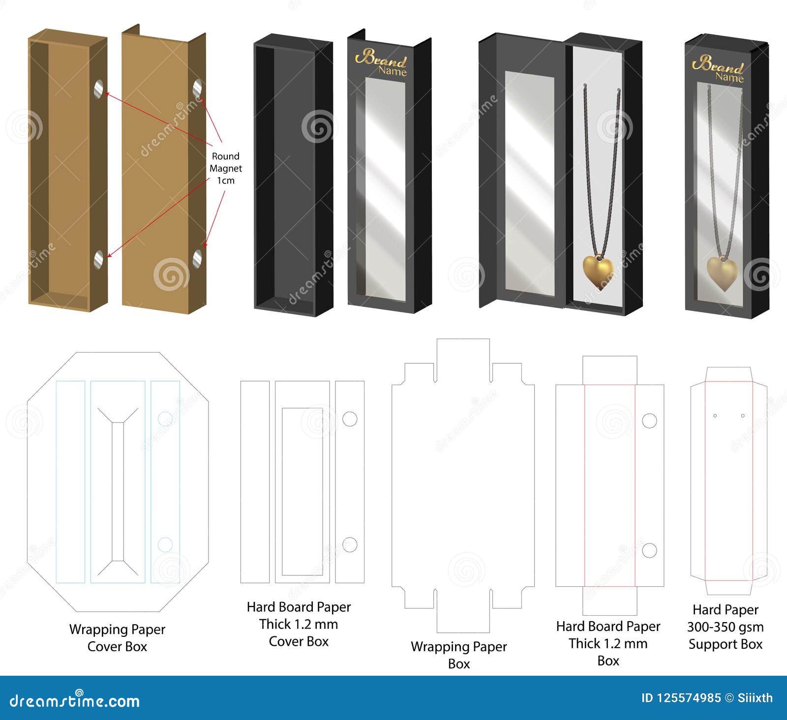 Rigid Magnet Box Template 3d Mockup With Dieline Cartoon Vector ...