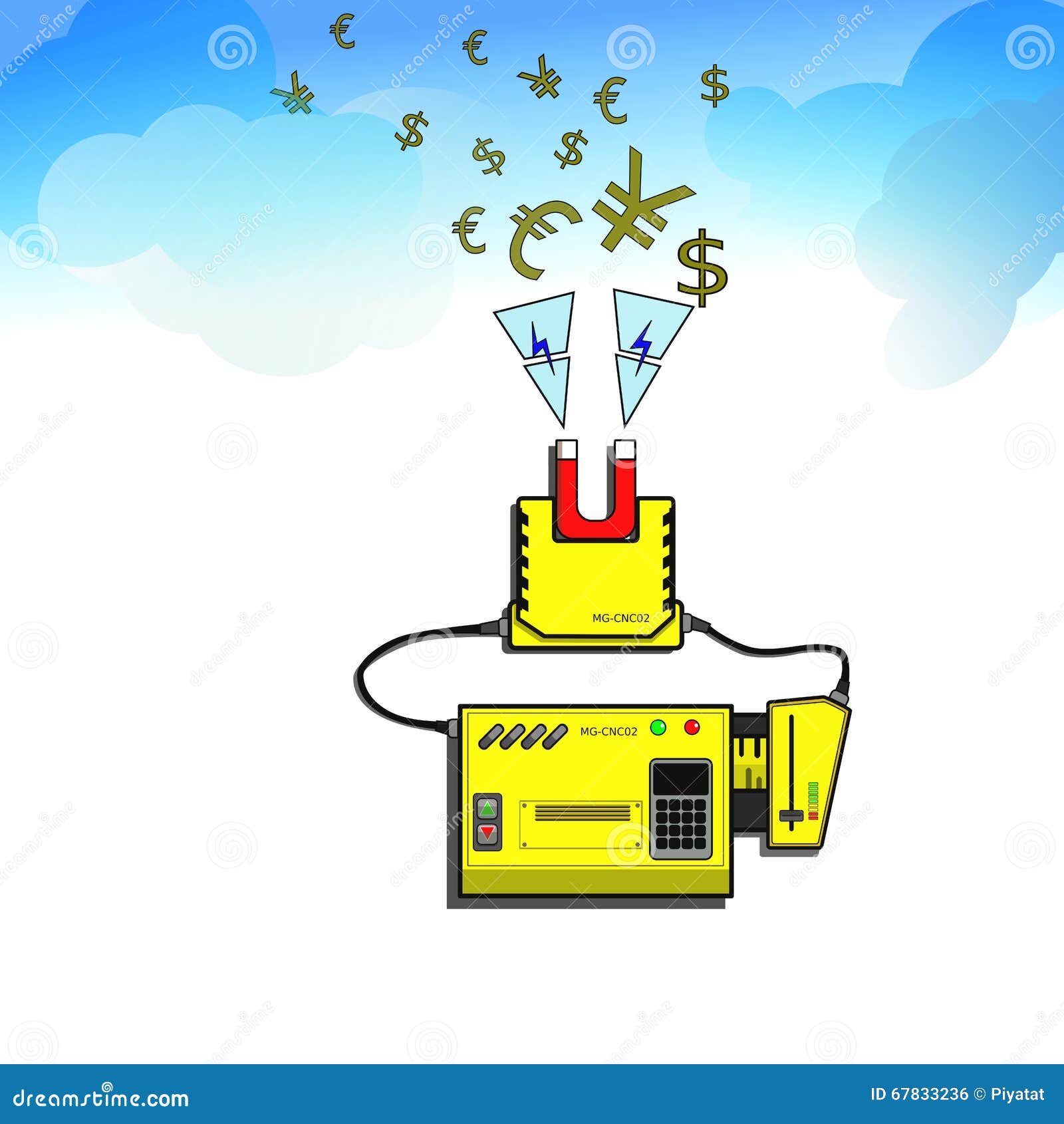 The Magnet Machine Can Attract the Money from the Sky. Stock ...
