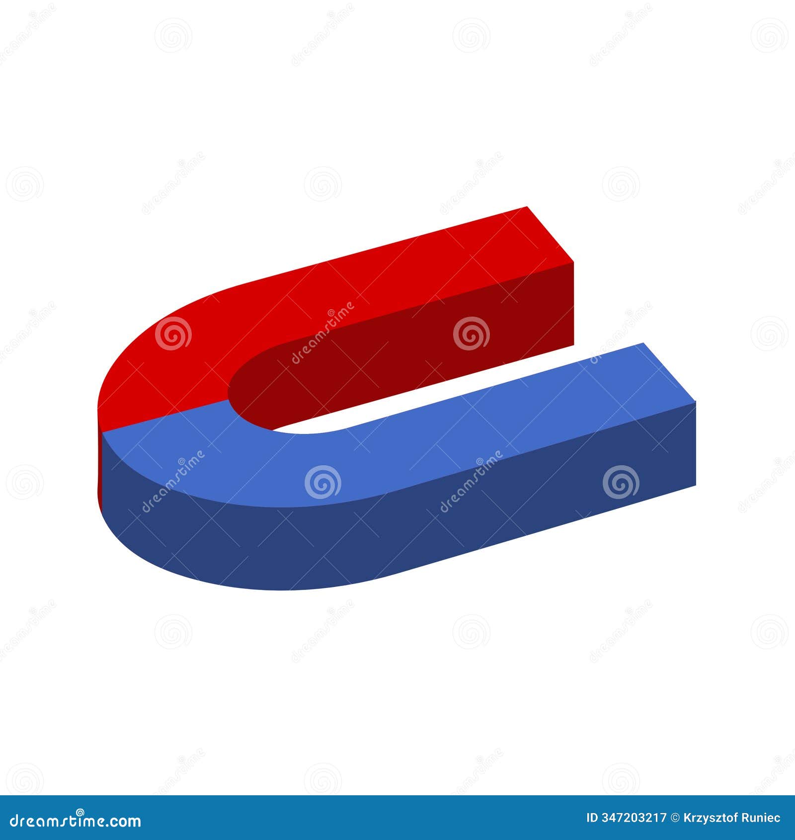 Red Magnet With Magnetic Power On Dark Blue Background. Concept For ...