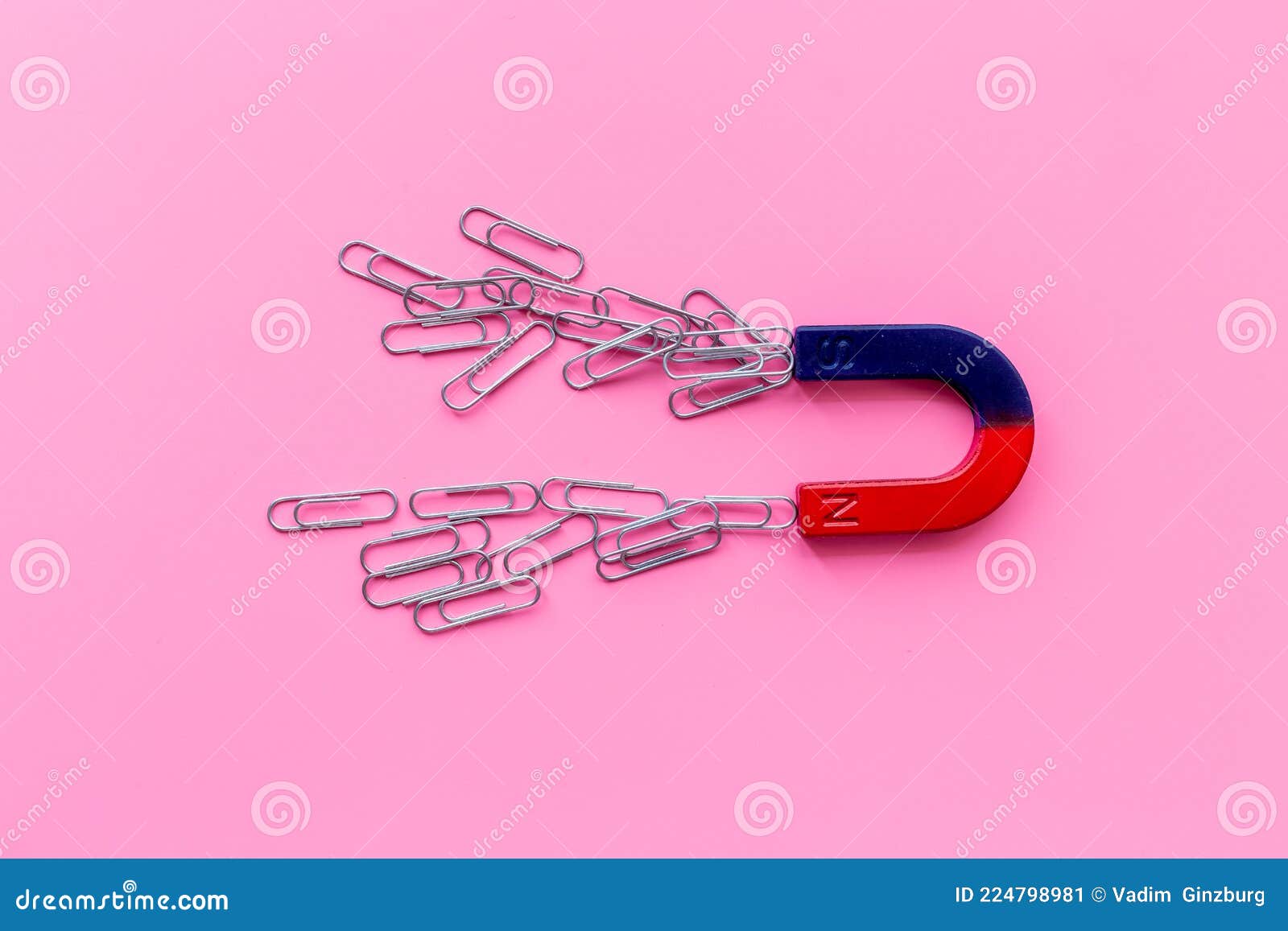 Magnet with Paper Clips. Office Supplies Top View Stock Image - Image ...