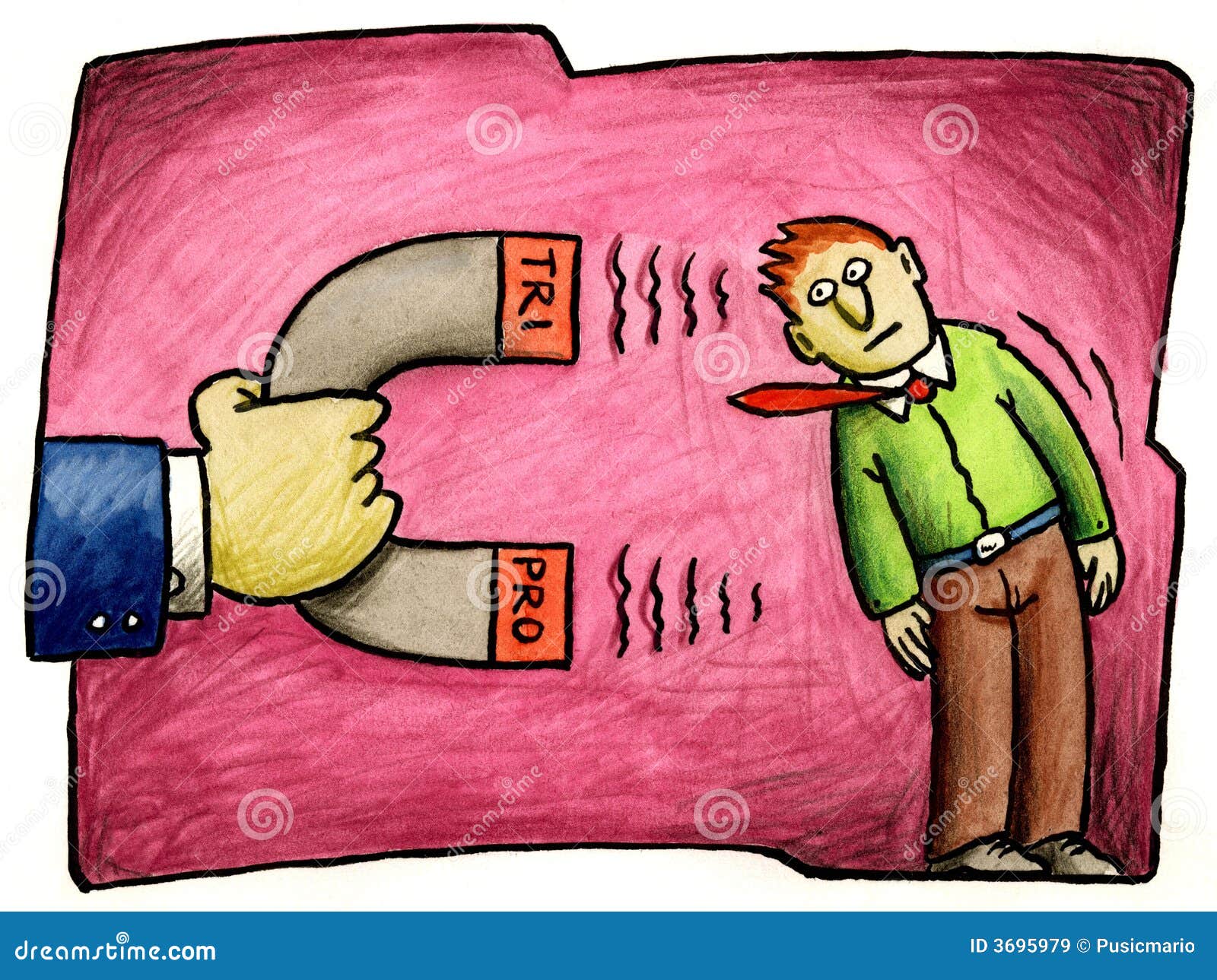 Magnet pulling man stock illustration. Illustration of staff - 3695979