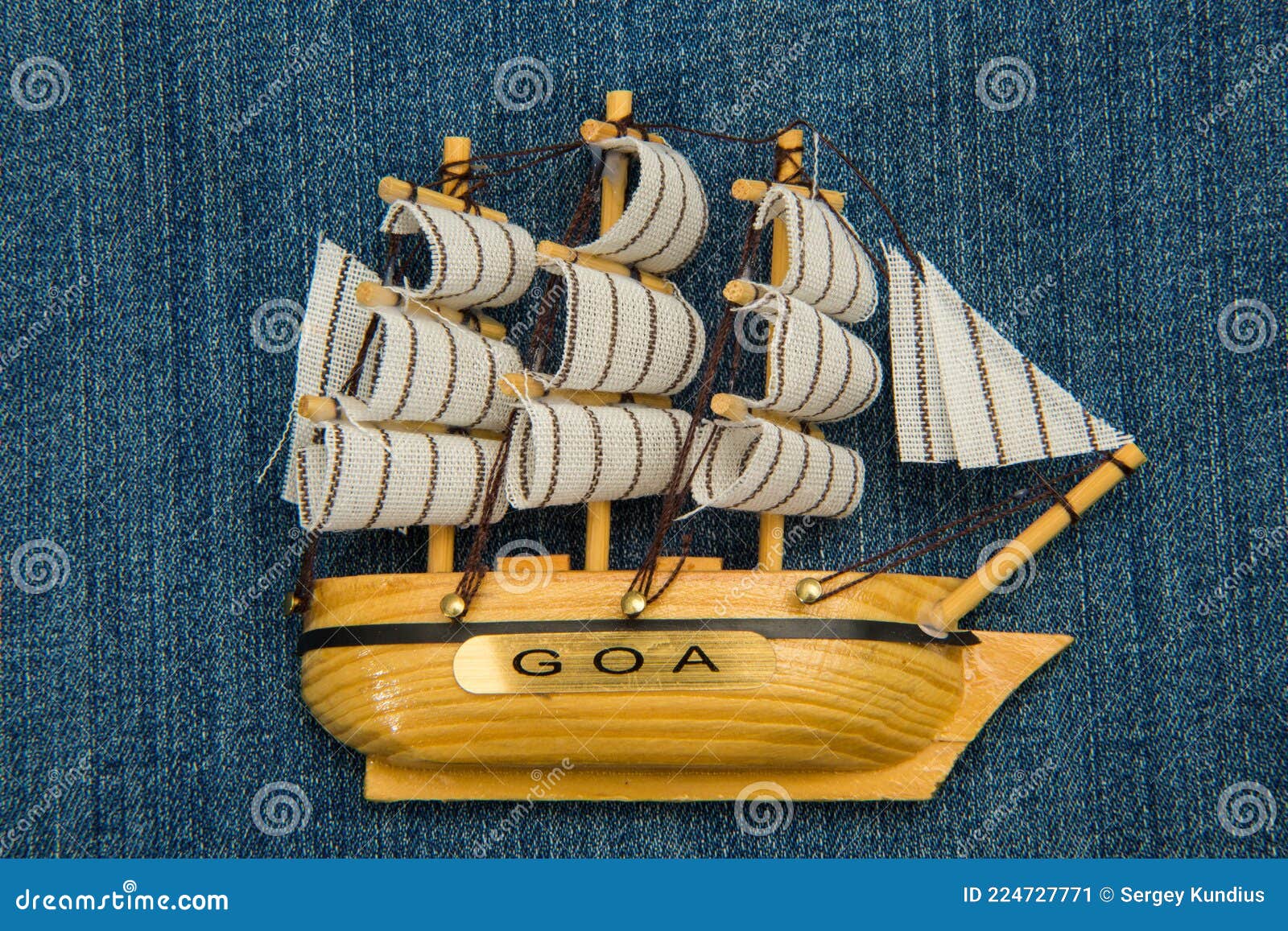 Magnet on the Refrigerator. a Wooden Ship with an Inscription GOA Stock ...