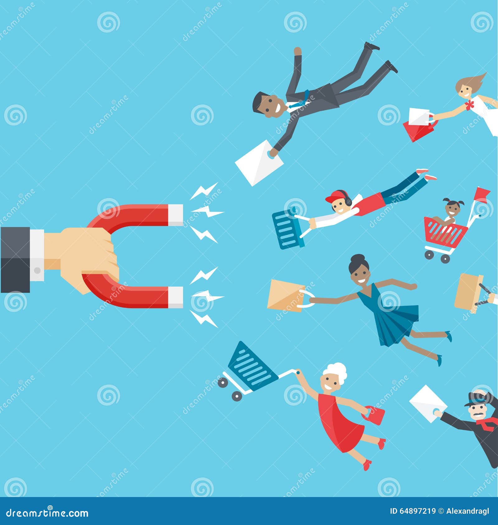 Magnet Und Glückliche Kunden Vektor Abbildung - Illustration von ...