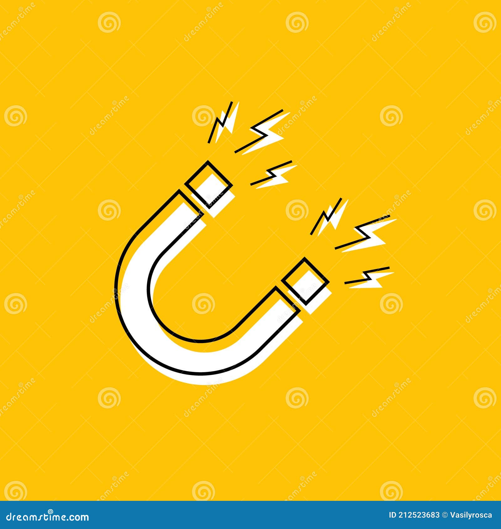 Magnet Vector Logo Line Icon. Electromagnetic Fieldd Business Attract ...
