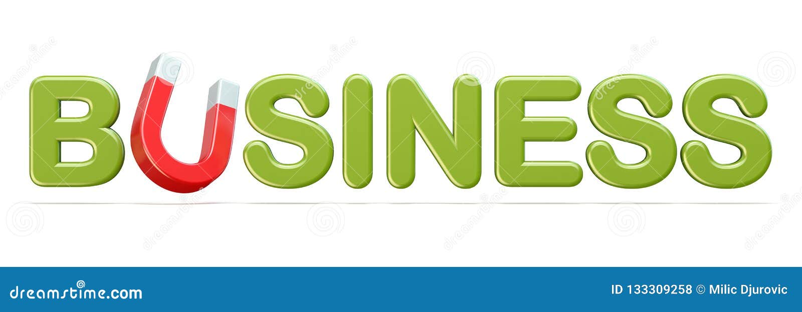 Magnet in word BUSINESS 3D stock illustration. Illustration of graphic ...