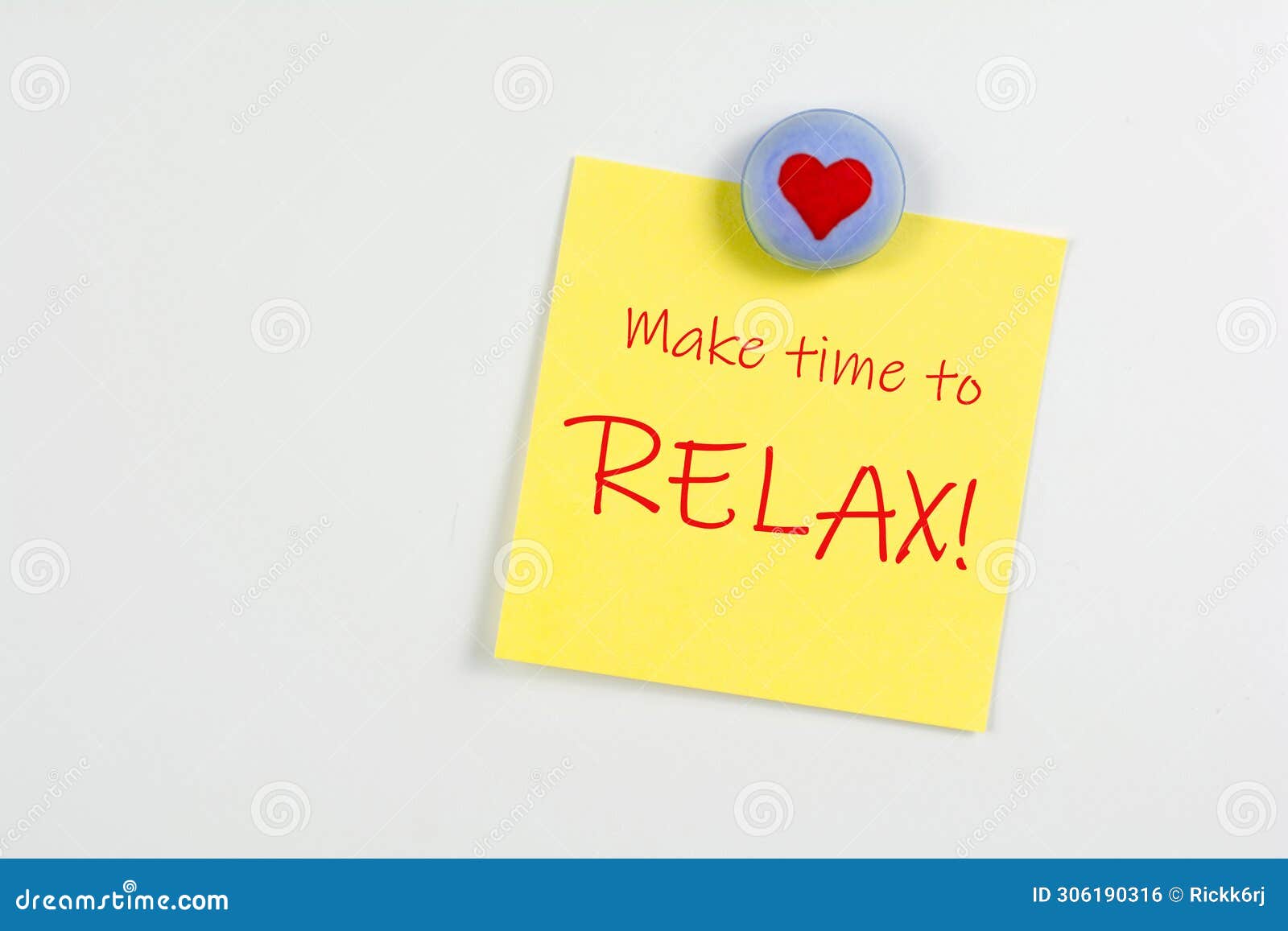 Magnet and Yellow Sticky Note Reminder To Relax on Refrigerator Stock ...