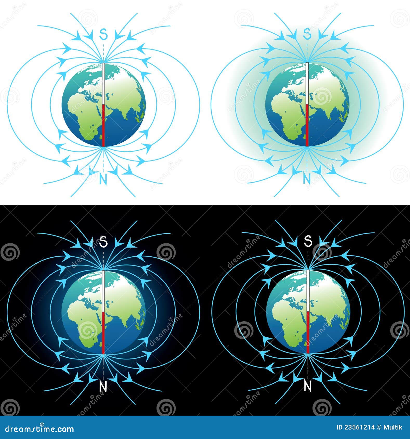 Magnetfeld von Erde stock abbildung. Illustration von richtung - 23561214