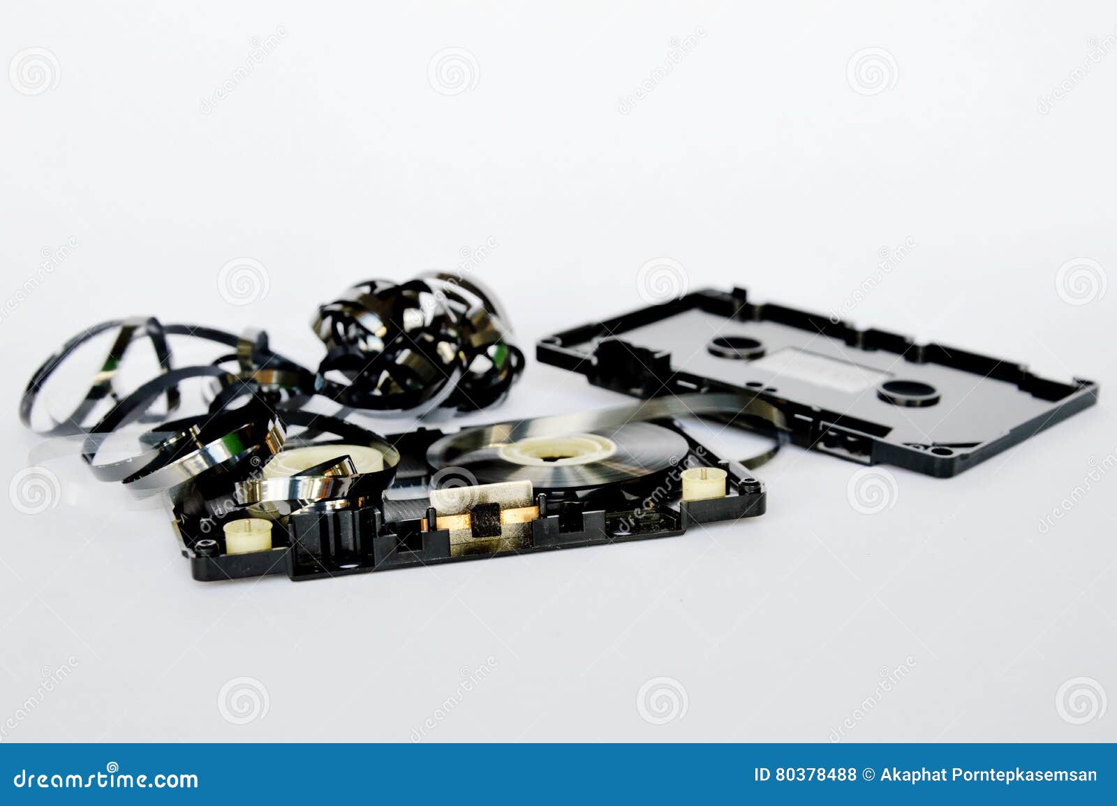 Roll Of Cassette Paper Tape With Shadow On White Paper. Roll Of Cash ...