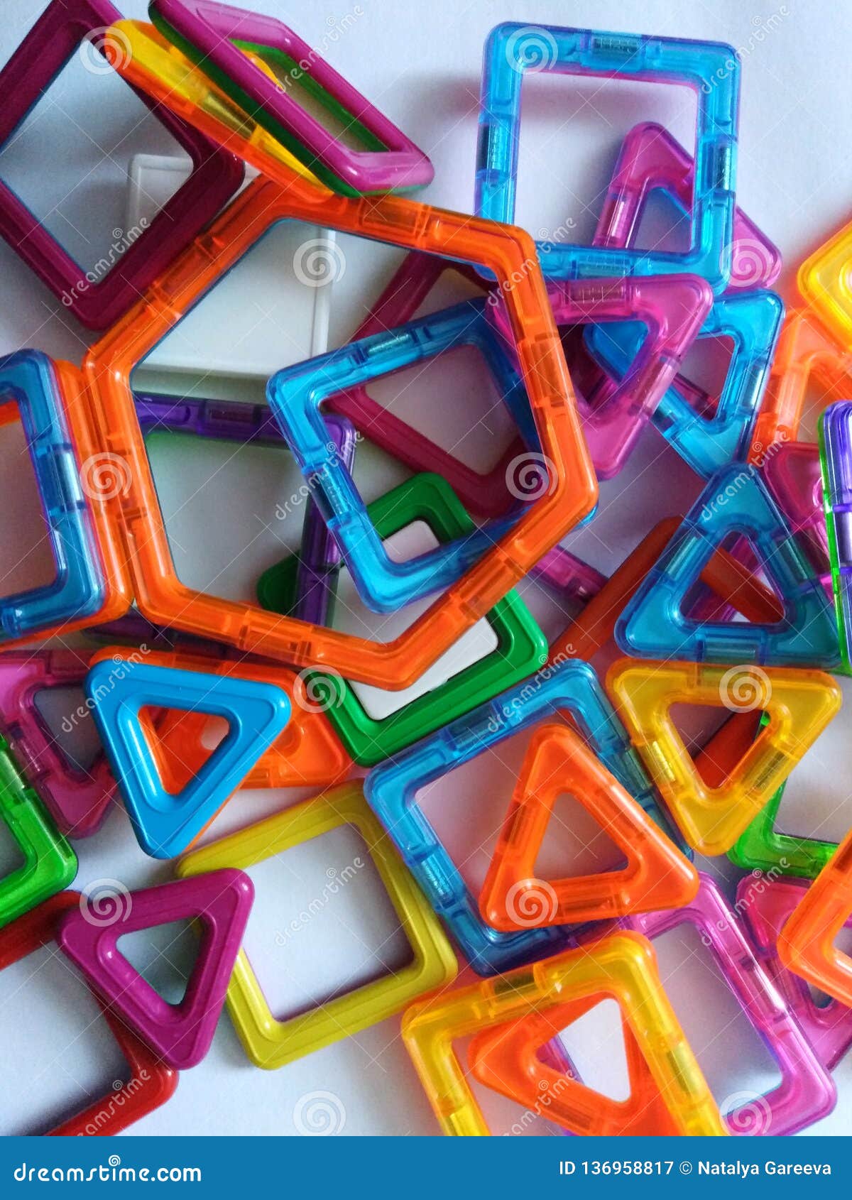 Magnetic Blocks Multicolor on a White Background Stock Image - Image of ...