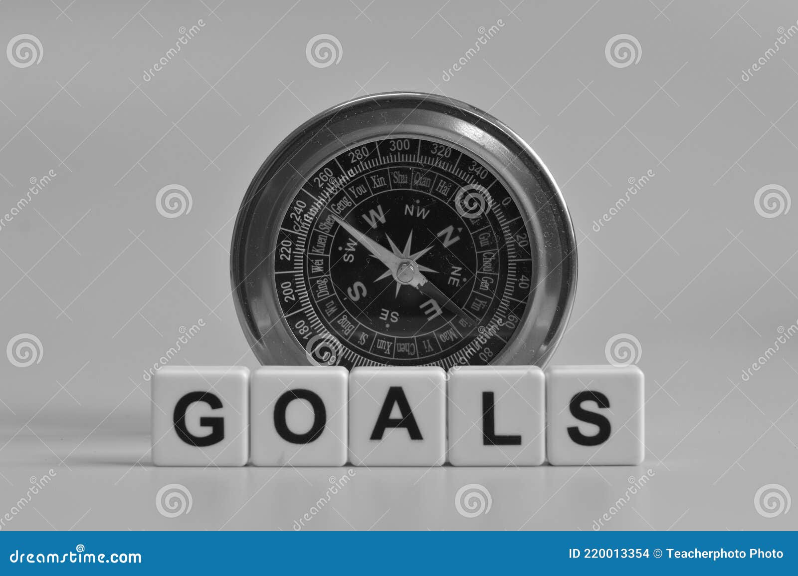 Magnetic Compass and Alphabet Letters with Text GOALS Stock Photo ...
