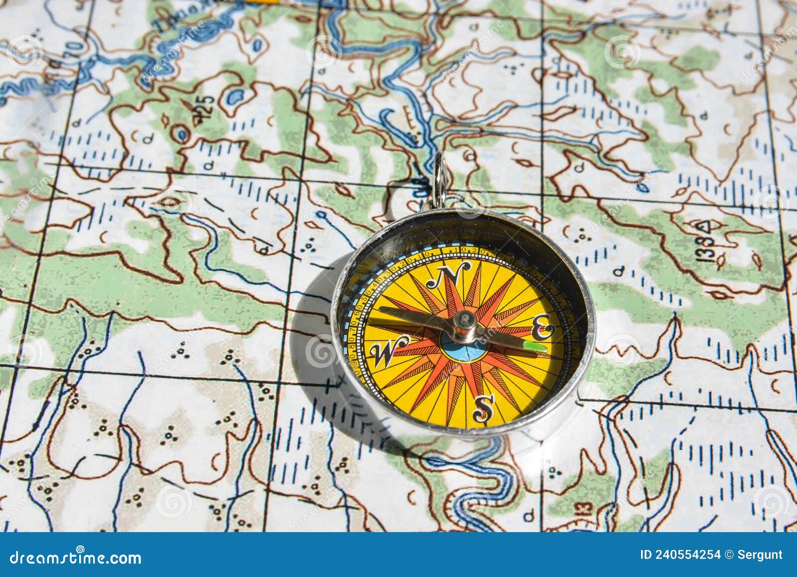 Magnetic compass stock photo. Image of hiking, south - 240554254