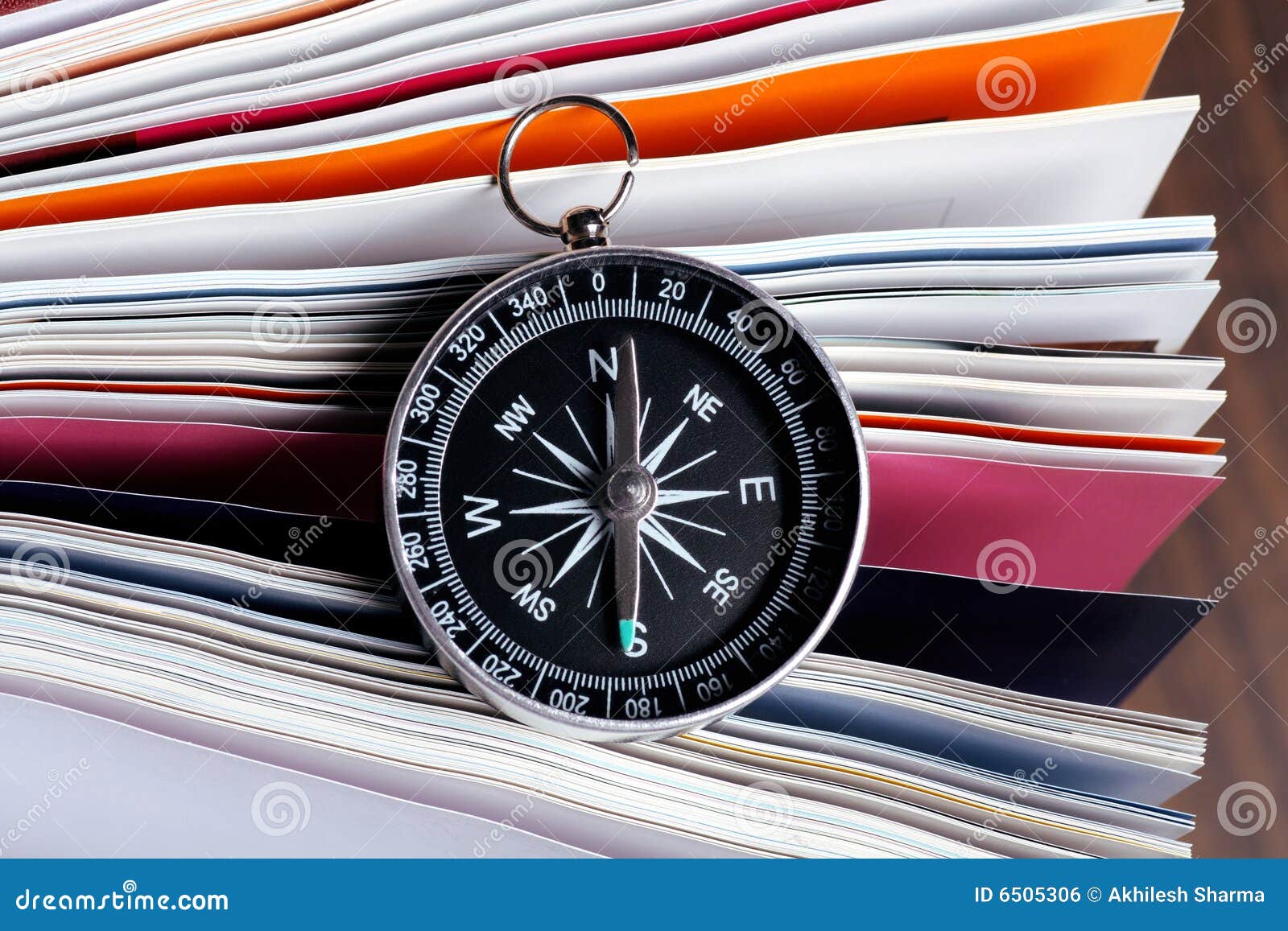 Magnetic compass on a book stock photo. Image of measurement - 6505306