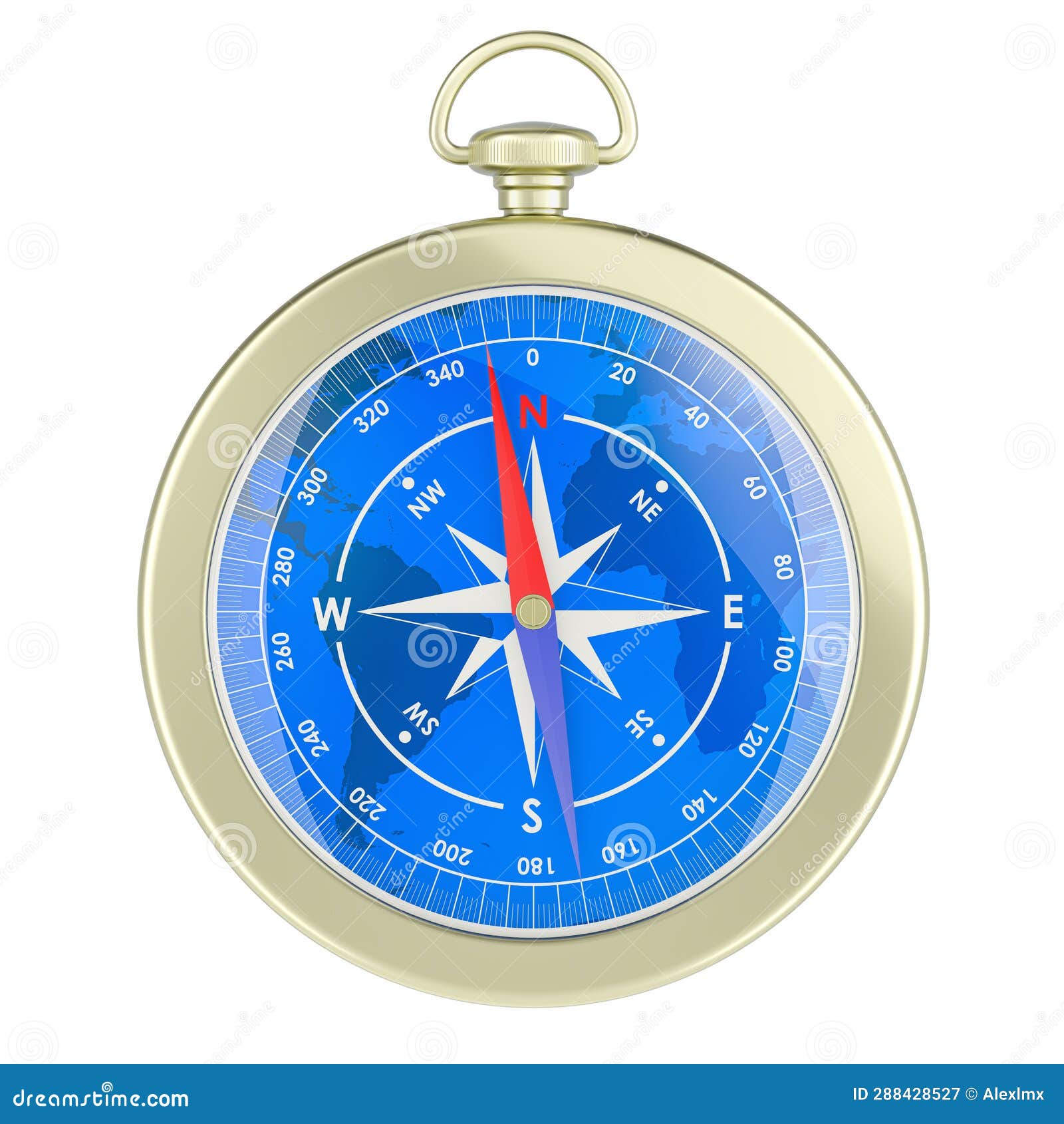 Magnetic Compass, Front View. 3d Rendering Stock Illustration ...