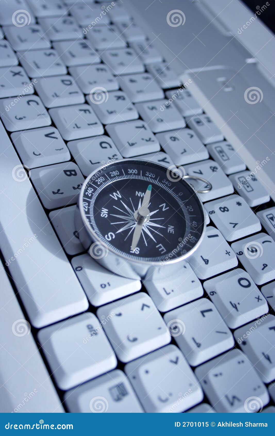 Magnetic Compass on a Laptop Stock Image - Image of instrument, explore ...