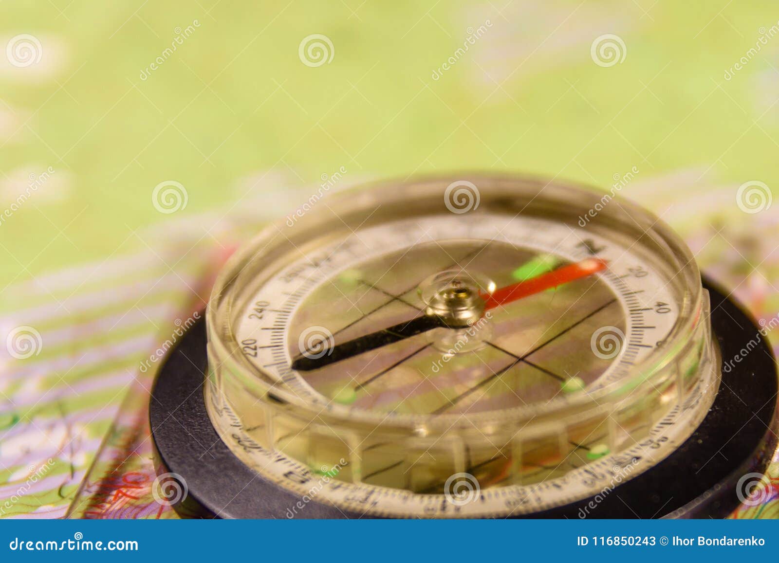 Magnetic Compass Lying on Topographical Map Stock Image - Image of ...