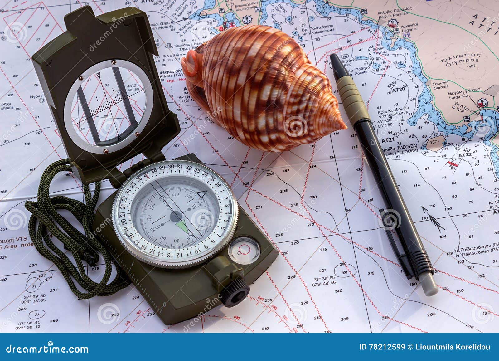 Magnetic Compass on the Map. Stock Image - Image of discovery ...