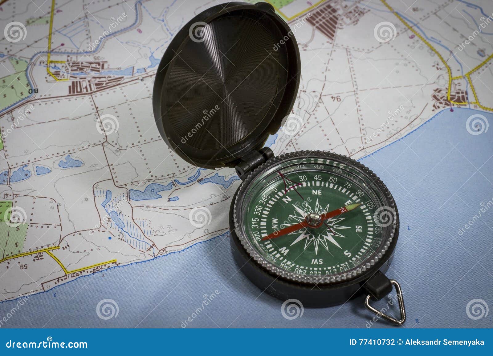 Magnetic Compass on the Map Stock Photo - Image of plan, instrument ...