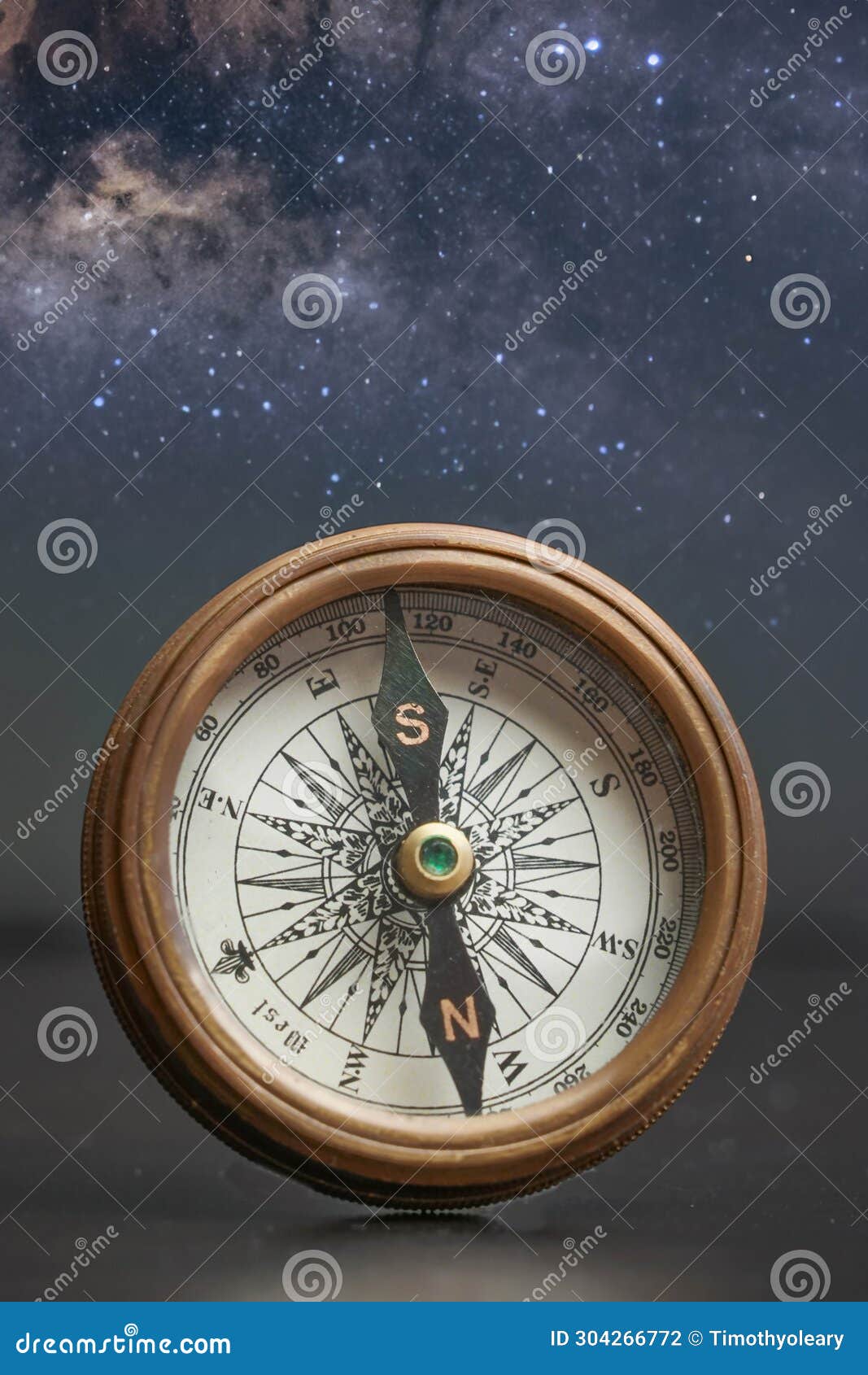 Magnetic Compass with the Milky Way in the Backgroound Stock Photo ...