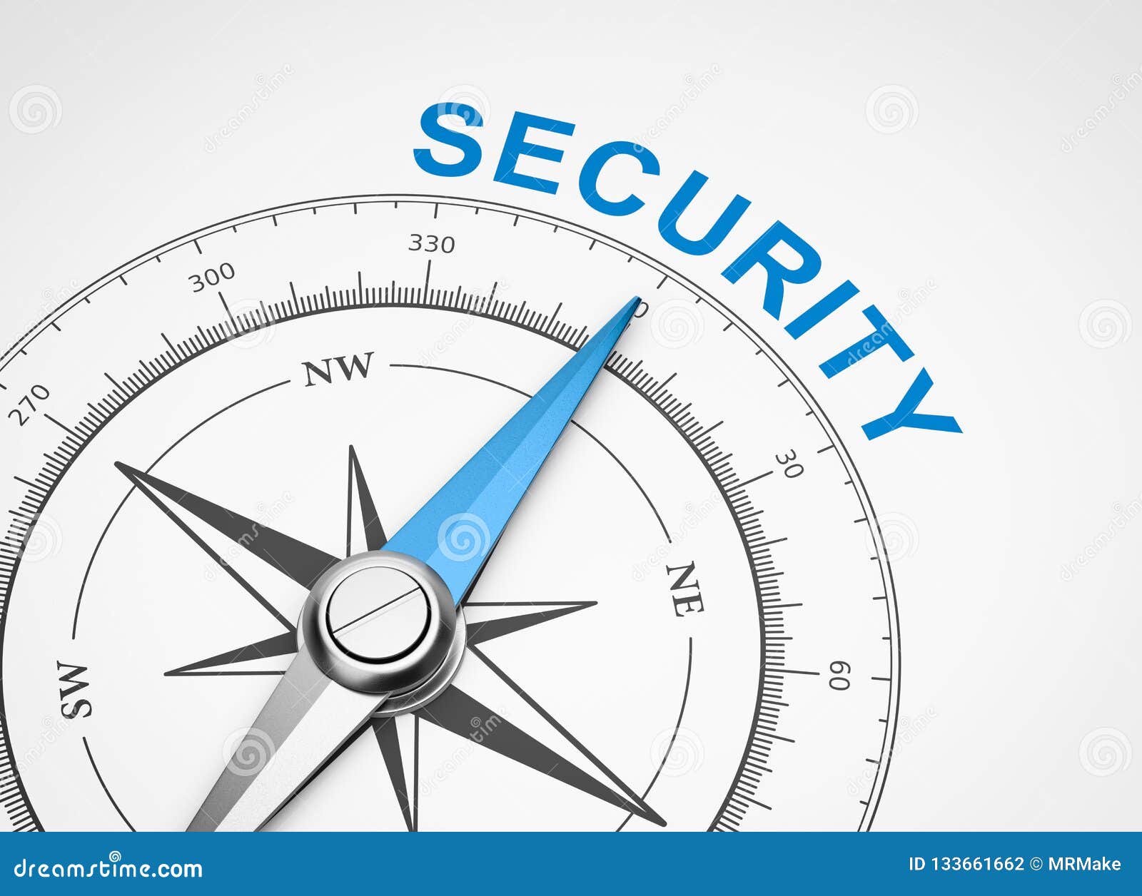 Compass on White Background, Security Concept Stock Illustration ...