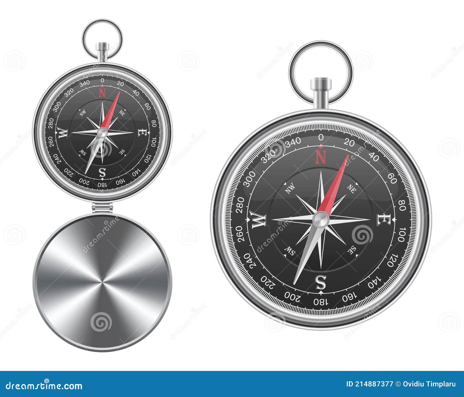 Magnetic Compass Vector Illustration Isolated on White Background Stock ...