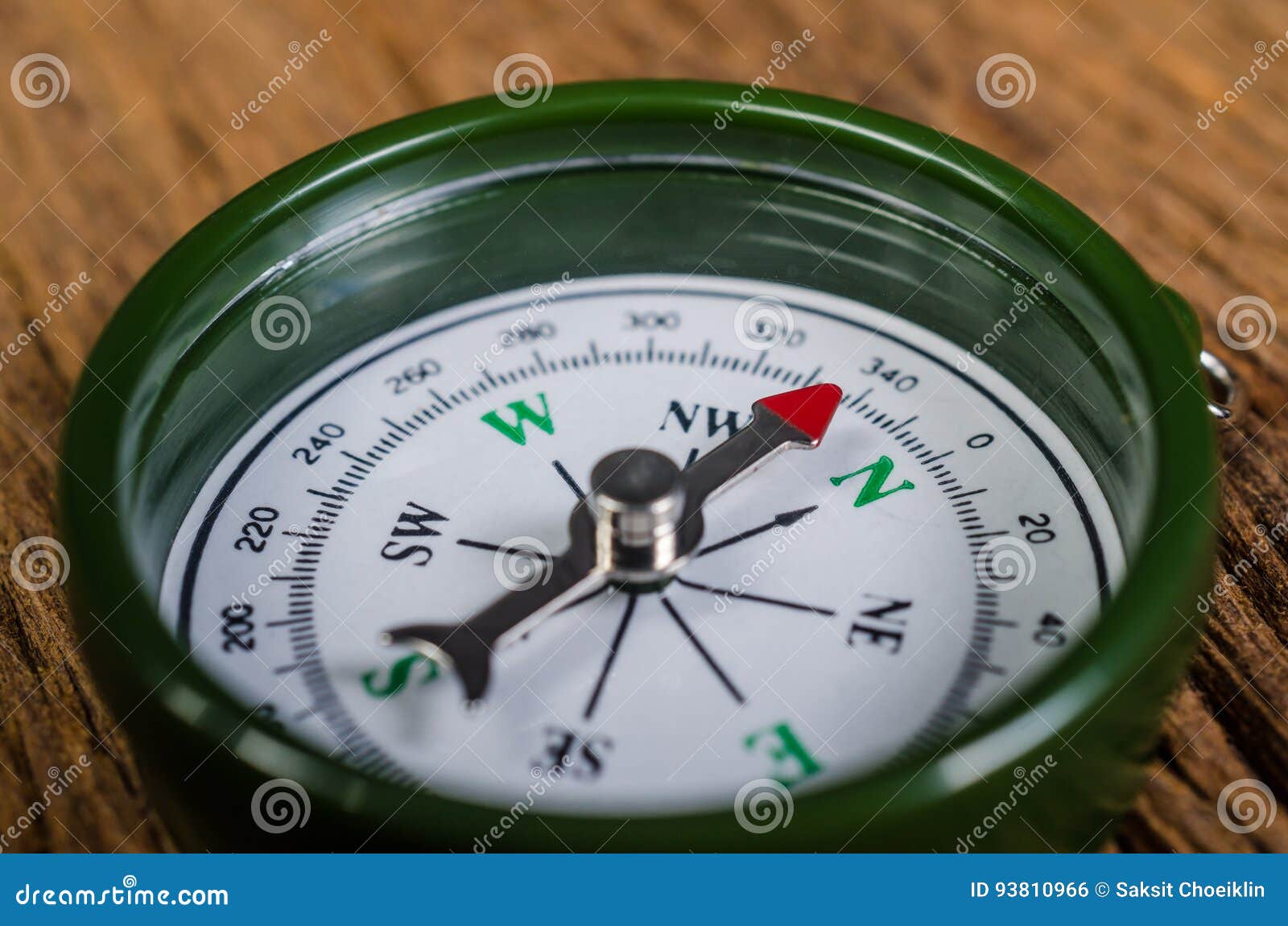 Magnetic Compass on Wooden Board Stock Photo - Image of direction ...