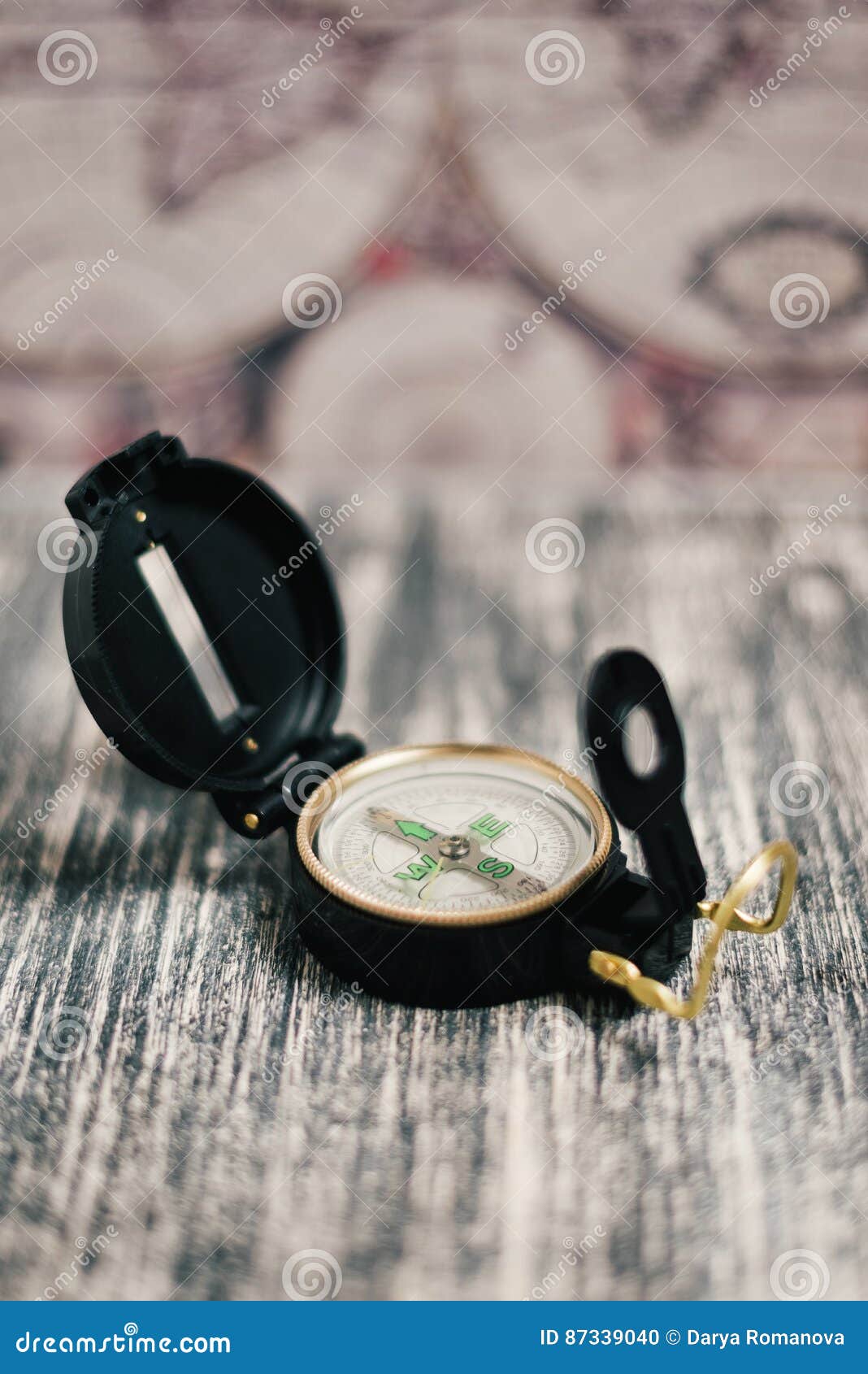 Magnetic Compass on a Wooden Table Stock Photo - Image of historical ...