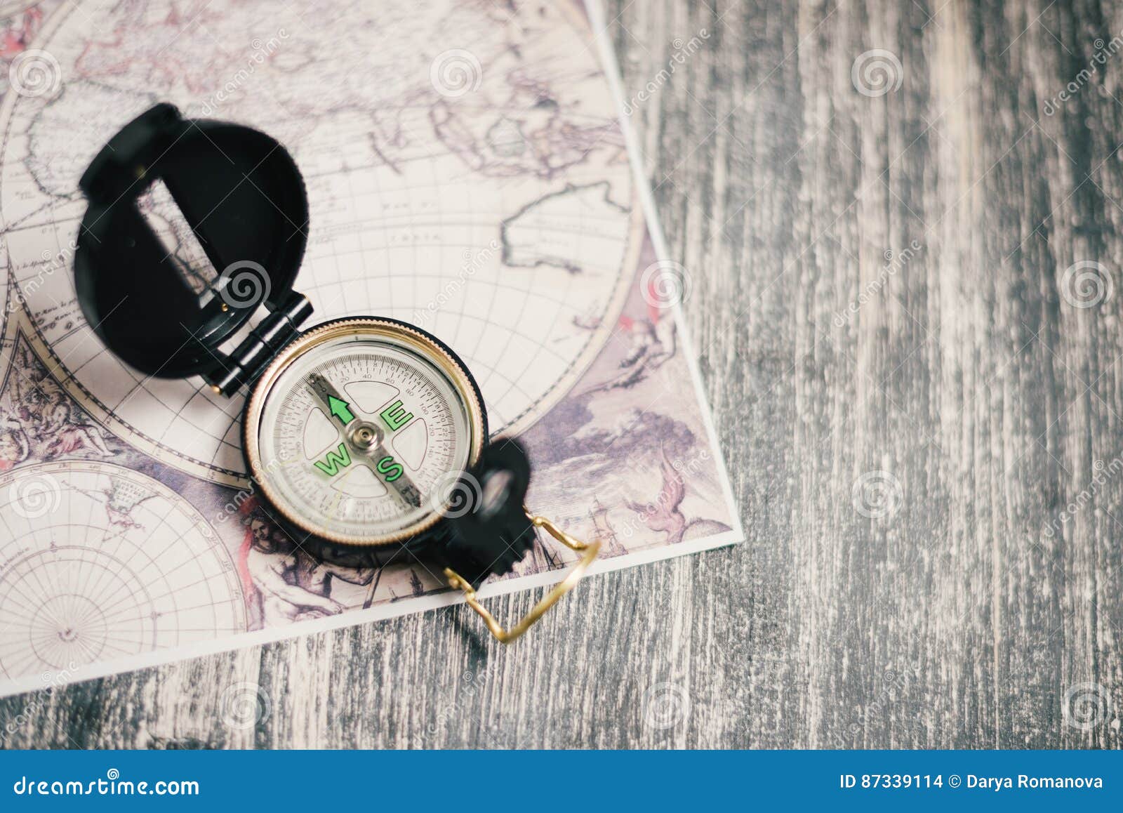 Magnetic Compass on a Wooden Table Stock Photo - Image of metal, east ...