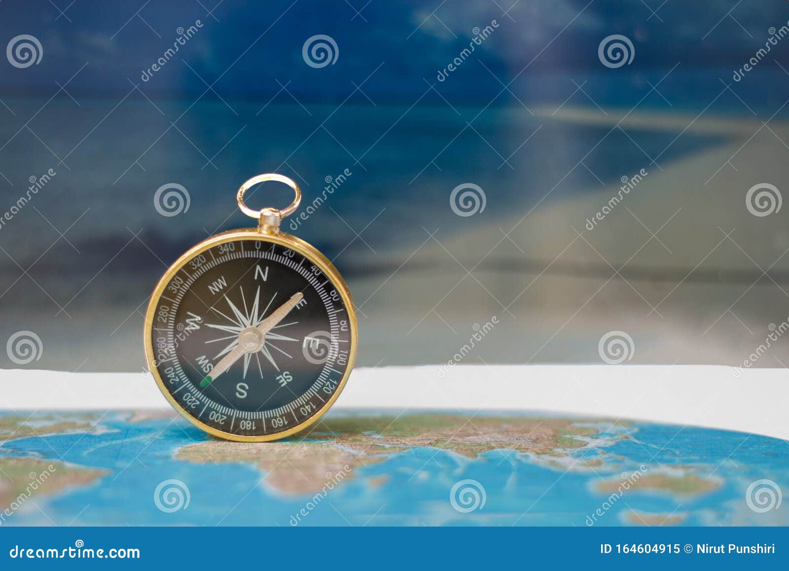 Magnetic Compass on World Map, Concept of Travel and Destination Stock ...
