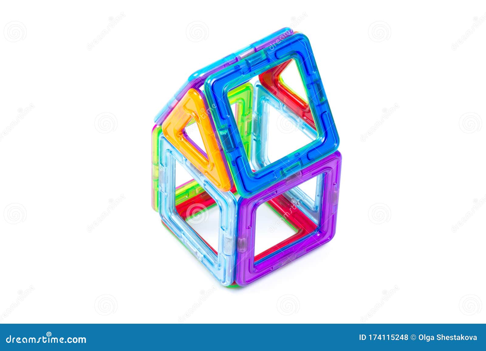 Children`s Toy Magnetic Designer, Isolated on White Background. Close ...