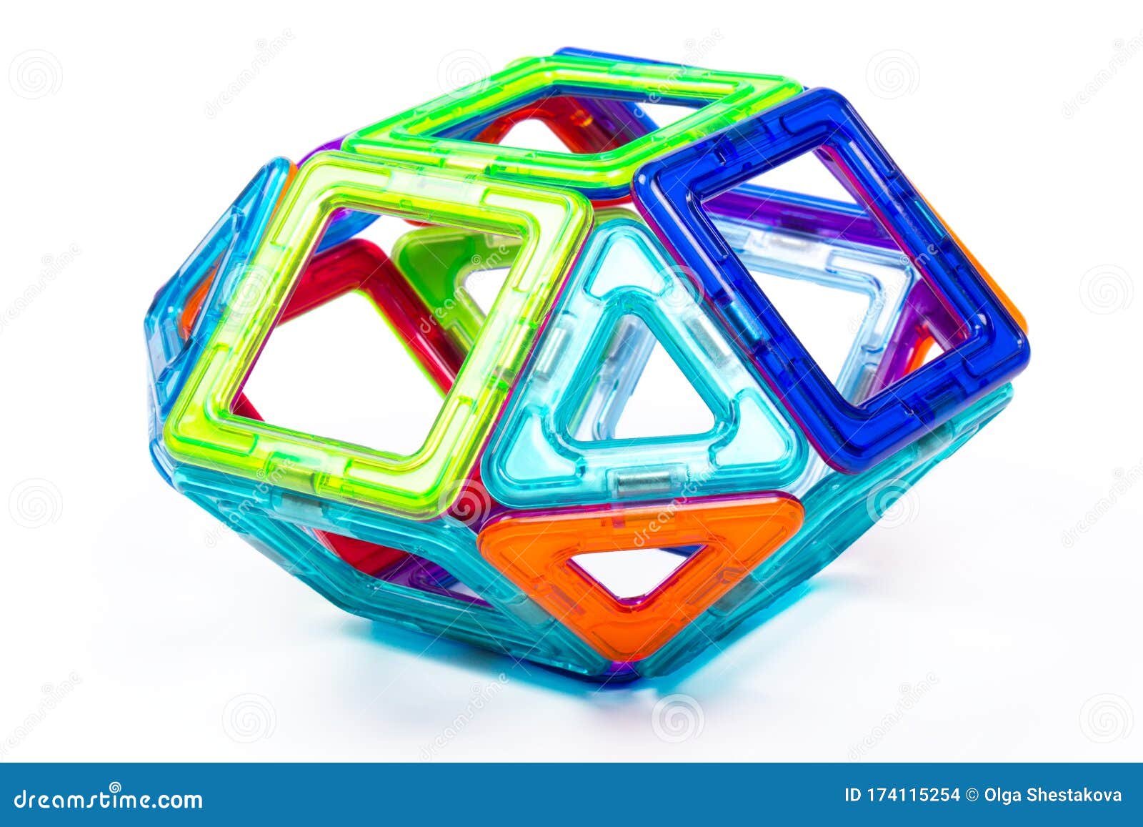 Children`s Toy Magnetic Designer, Isolated on White Background. Close ...