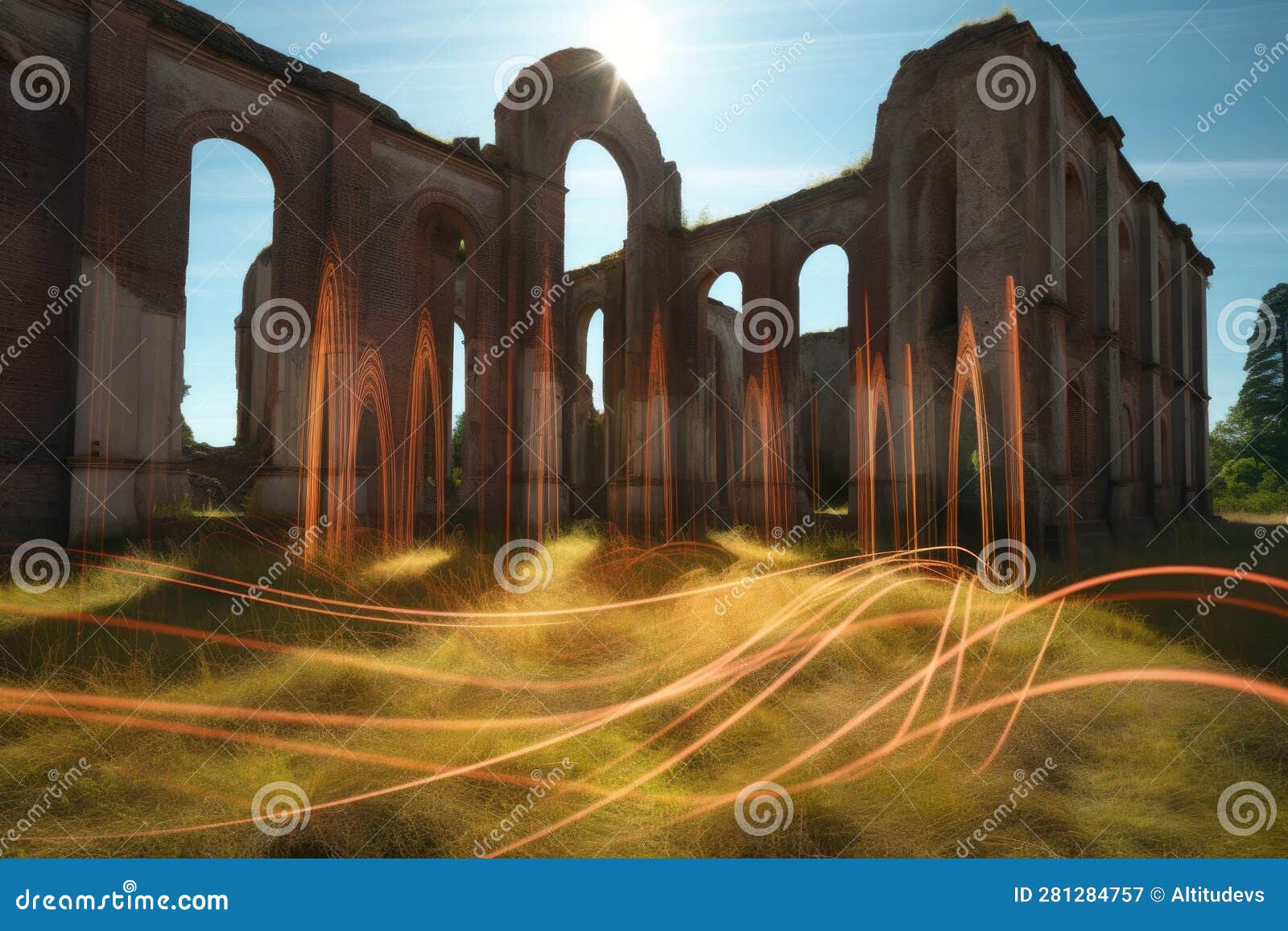 An Ancient Ruin With Mysterious Artifacts And Puzzles. Stock ...