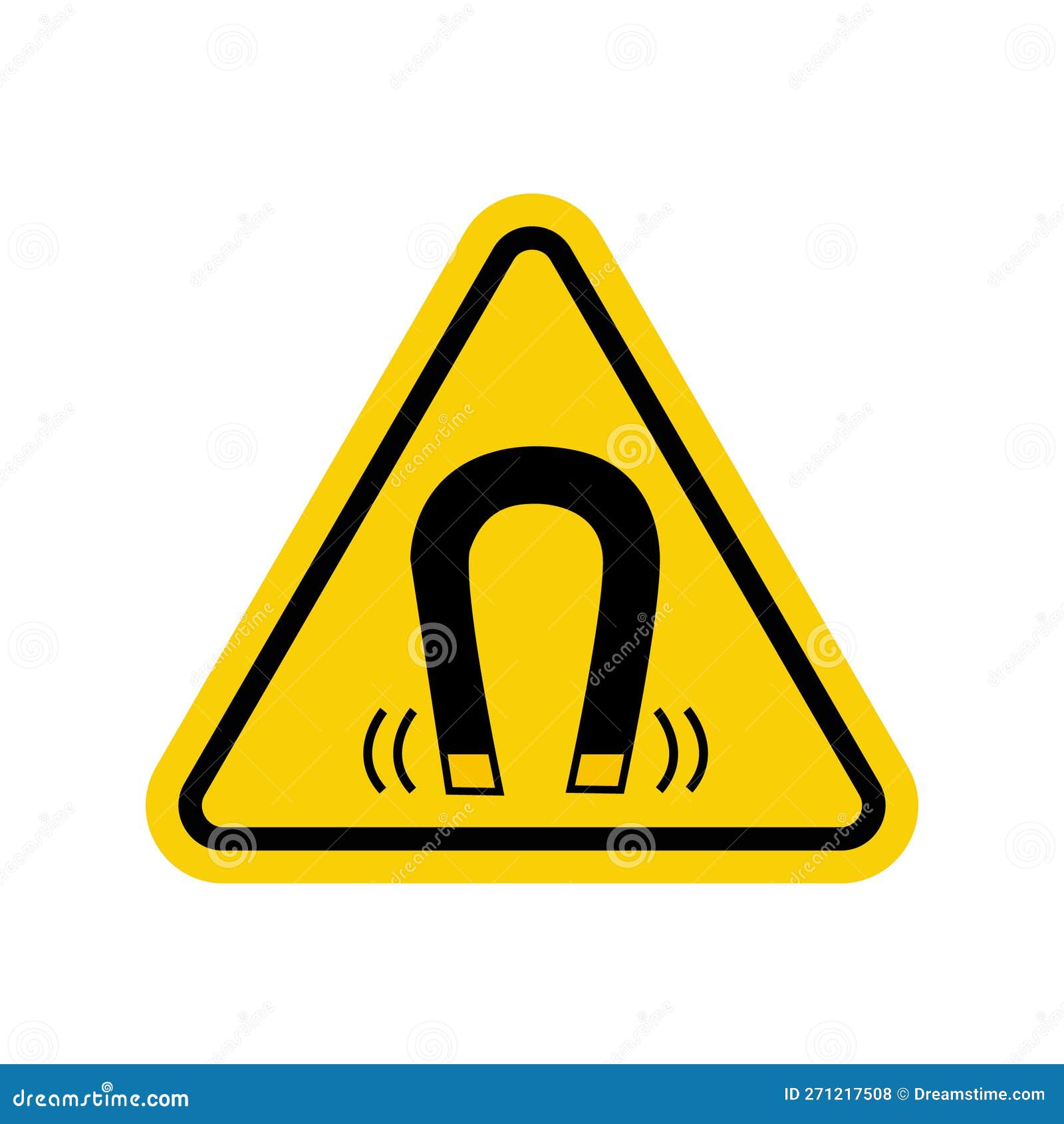 Magnetic Field Sign. Yellow Triangle. Danger. Warning Sign. Danger Zone ...