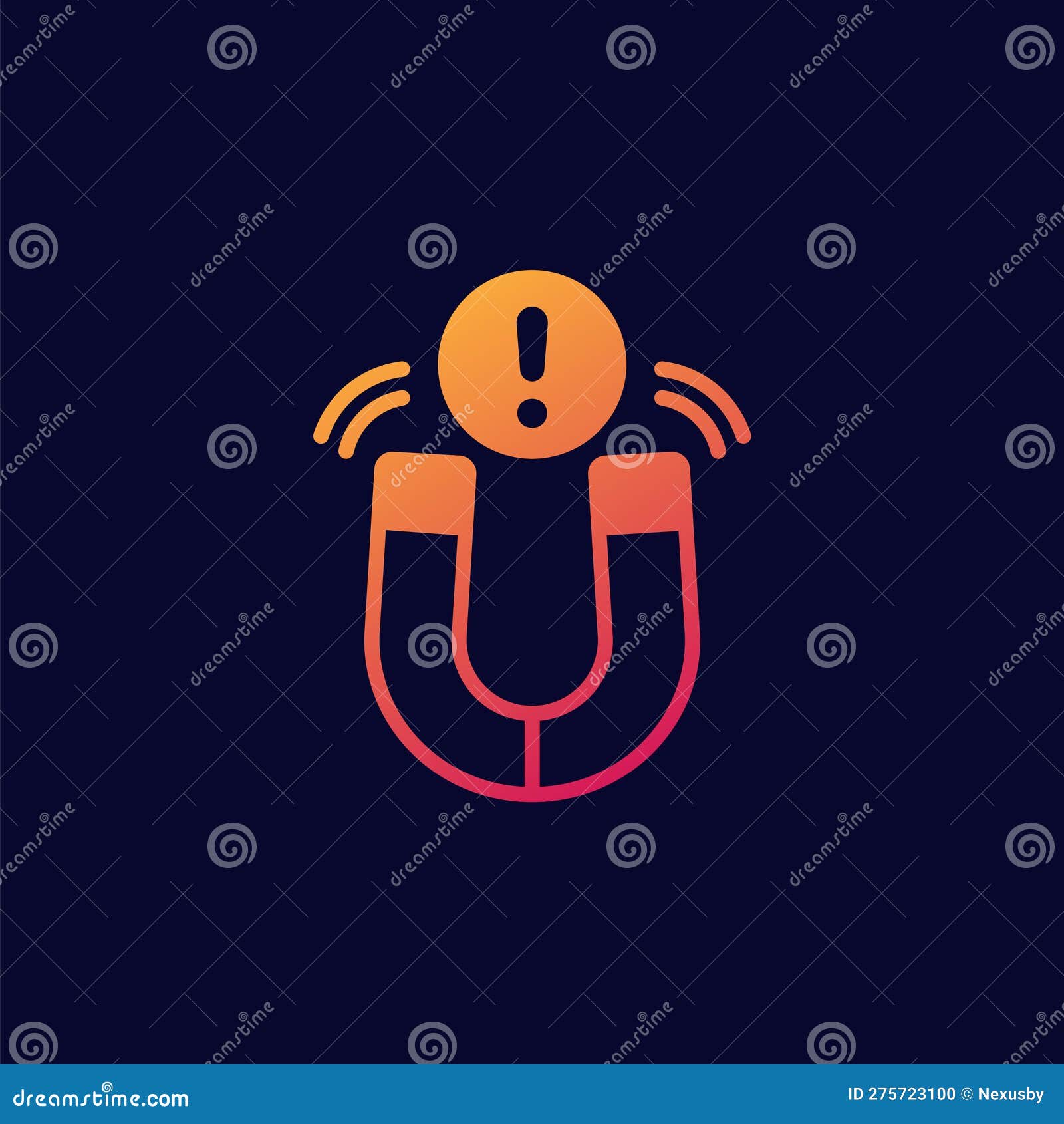 Magnetic Field Warning Icon with Magnet, Vector Stock Illustration ...