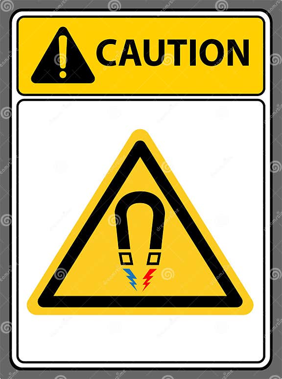 Magnetic Field Warning Sign.,Beware of Strong Magnetic Fields.,Caution ...