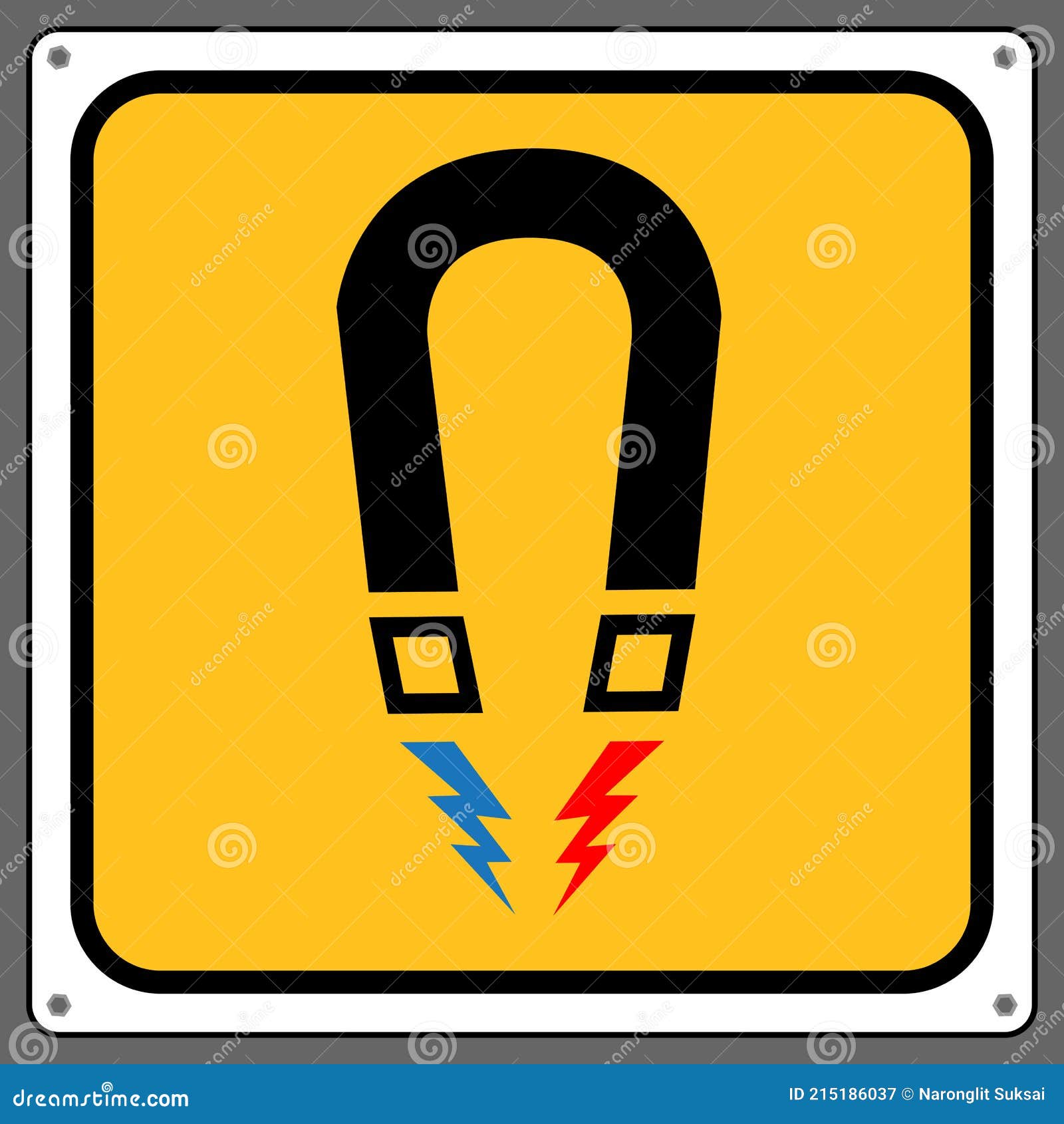 Magnetic Field Warning Sign.,Beware of Strong Magnetic Fields.,Caution ...