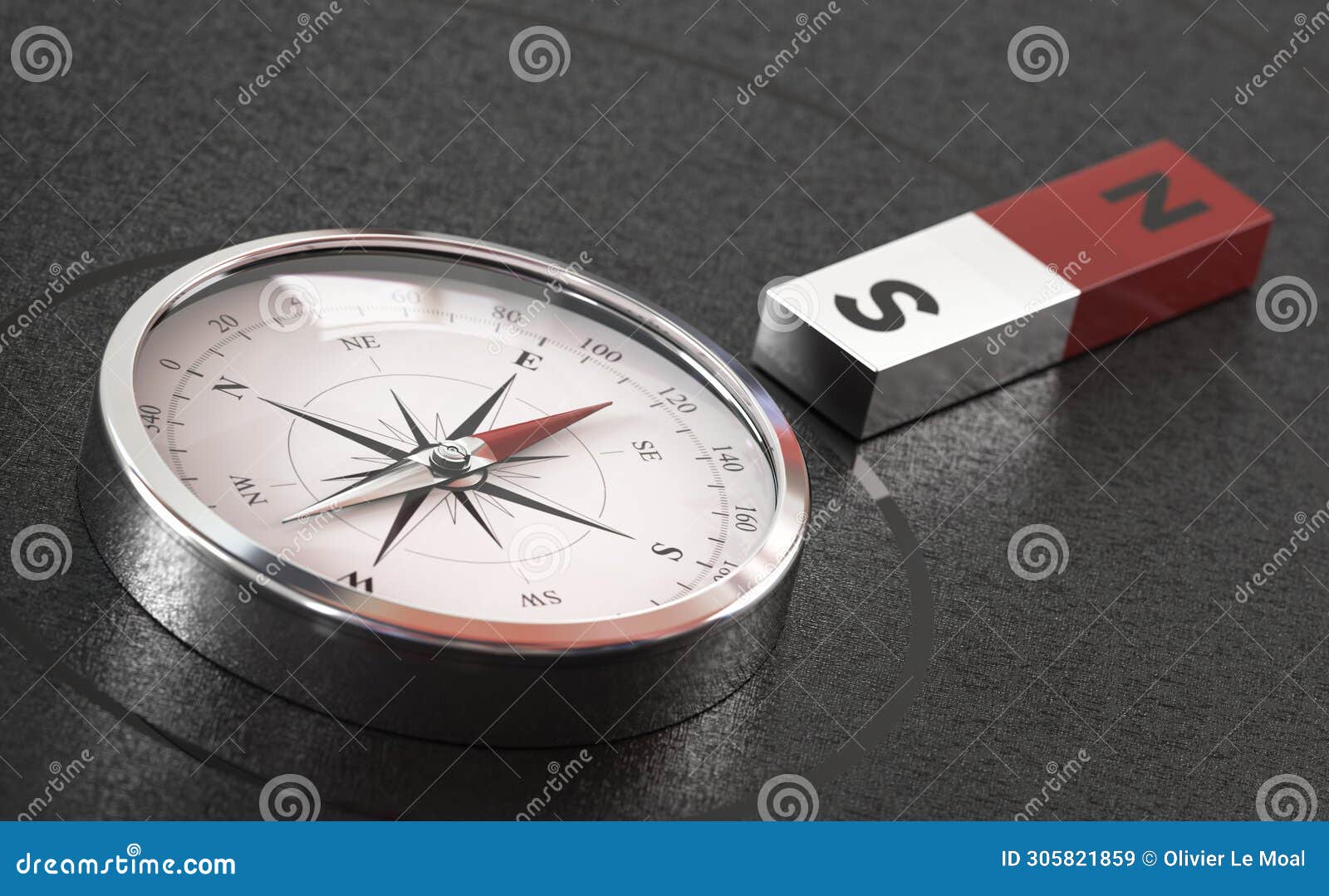 Magnetic Force. Compass and Magnet Stock Illustration - Illustration of ...