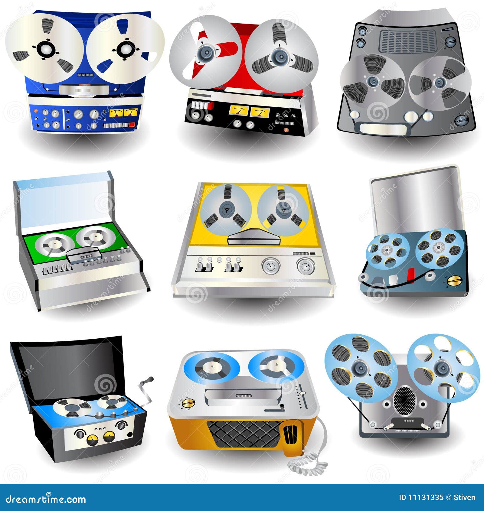 Magnetophone icons stock vector. Illustration of 1970s - 11131335