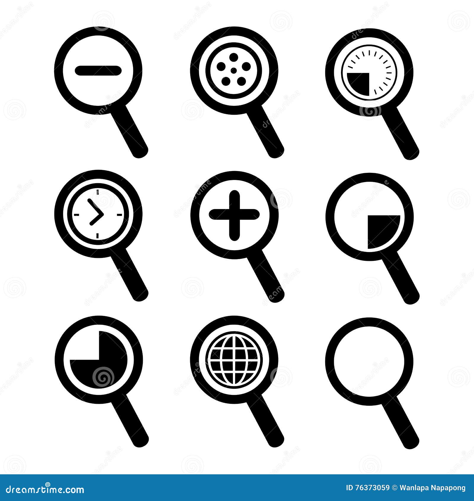 Magnification icon set stock vector. Illustration of enlarge - 76373059