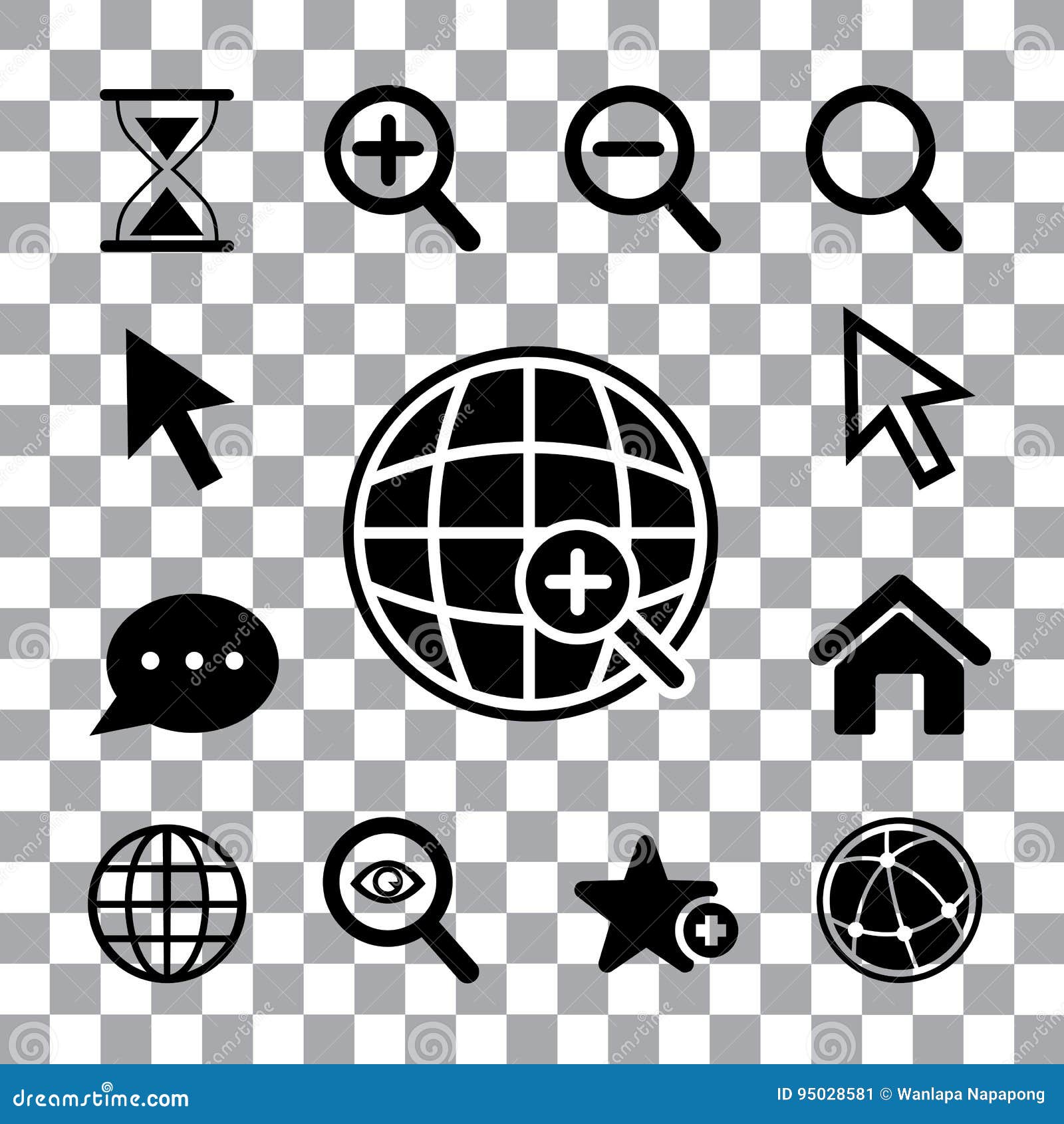 Magnification icon set stock vector. Illustration of zoom - 95028581