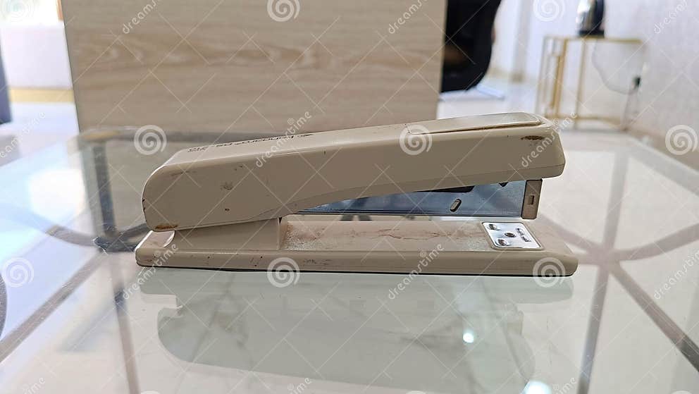 Close Up of Big Size Stapler on Mirror Table Stock Image - Image of ...