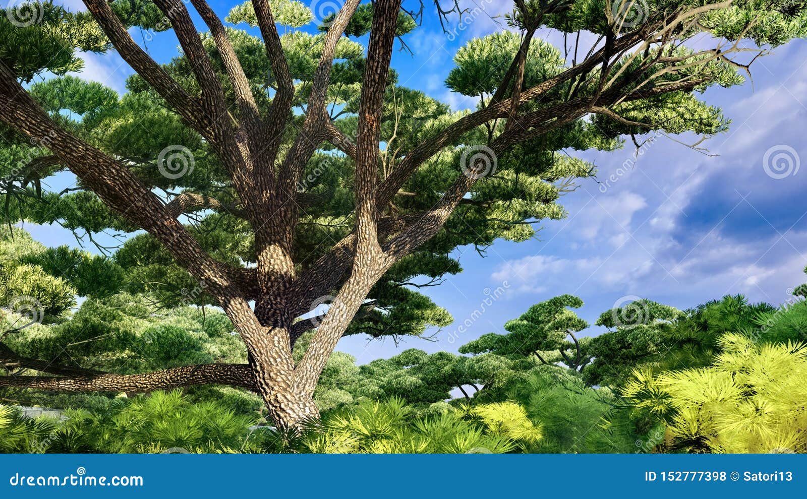 Magnificent Ancient Oak Tree 3d Rendering Stock Illustration ...