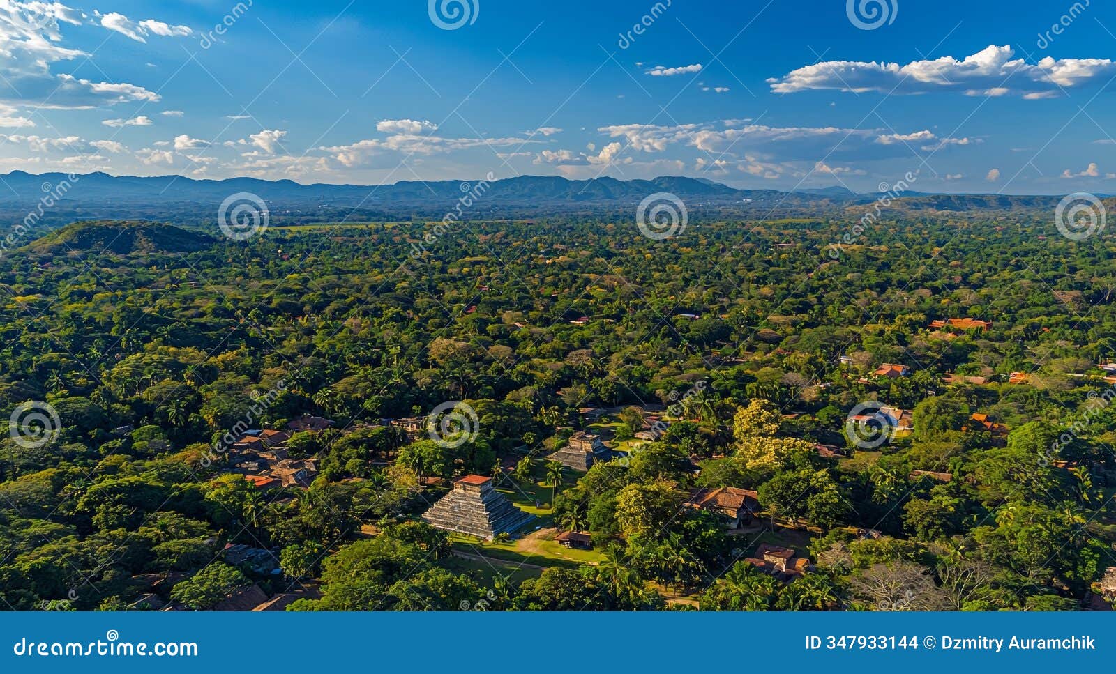 Magnificent Bird S-Eye View of Ancient Mayan Pyramids Amidst Dense ...