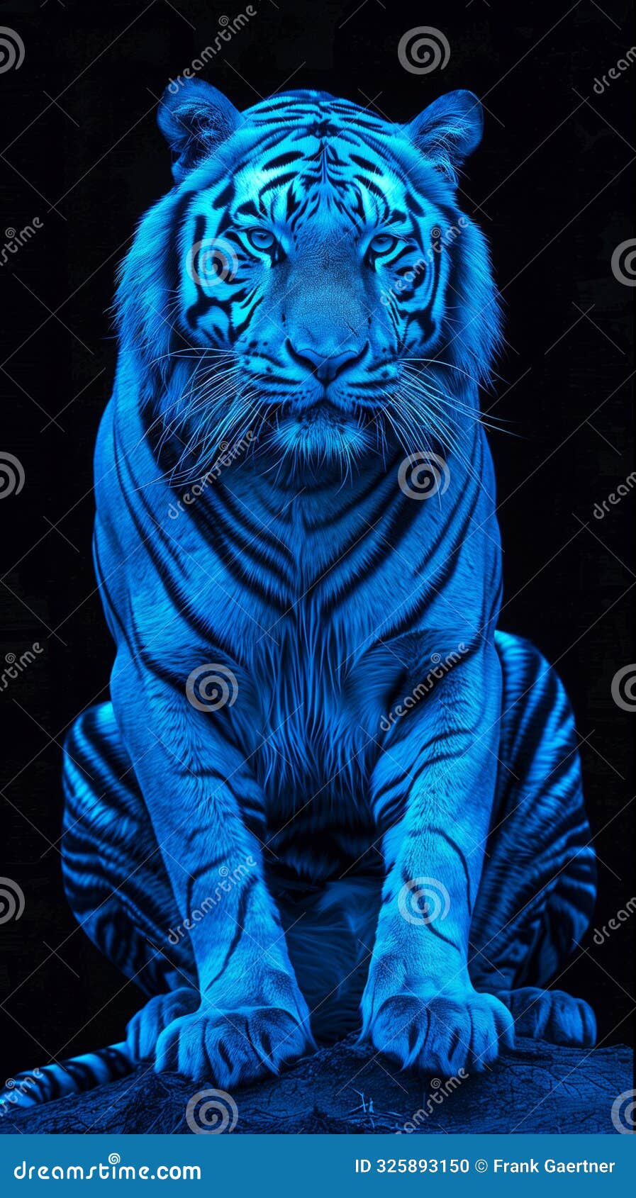 Magnificent Blue Tiger Striking a Pose Against a Dark Black Backdrop ...