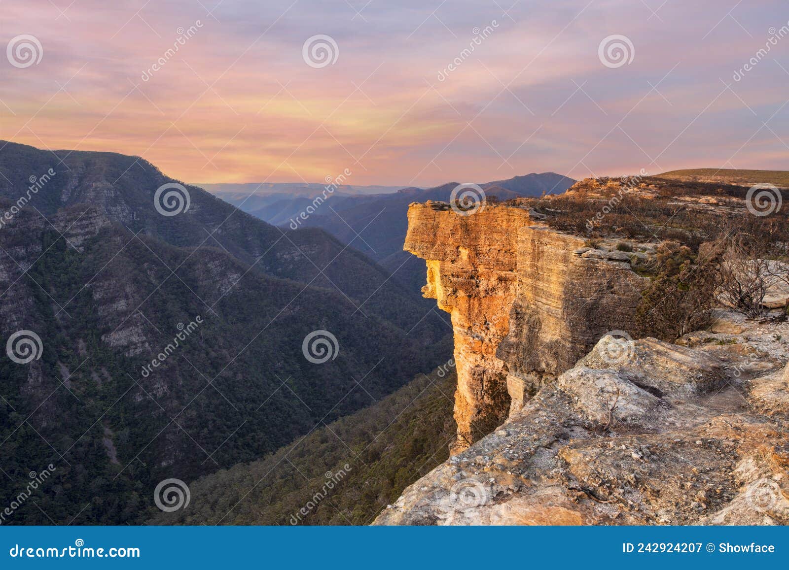Magnificent Cliff Escarpment and Deep Valley Views with Sunset Sky ...