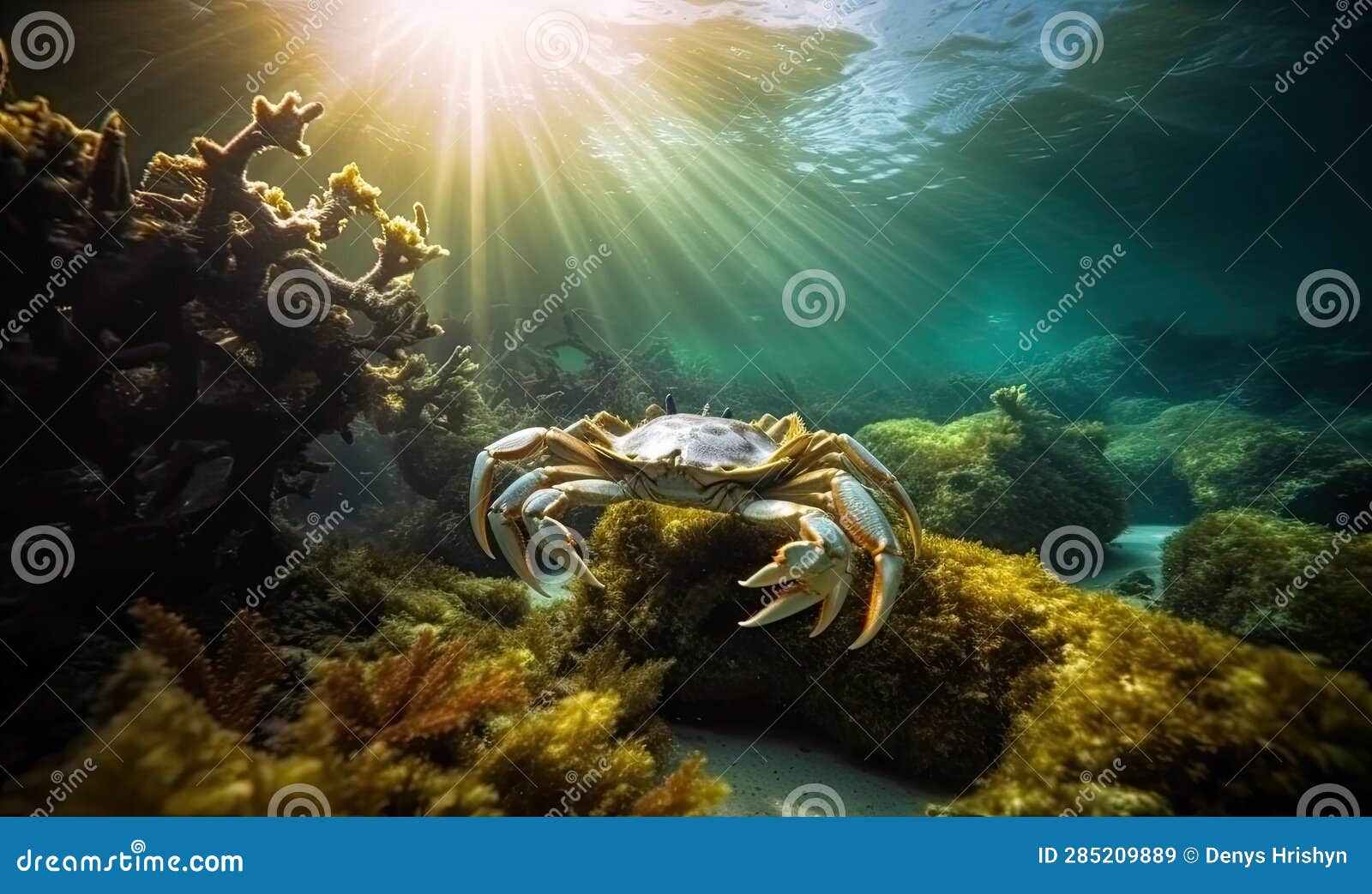 Magnificent Close Up Of Mangrove Crab In Its Natural Habitat Underwater Stock Illustration