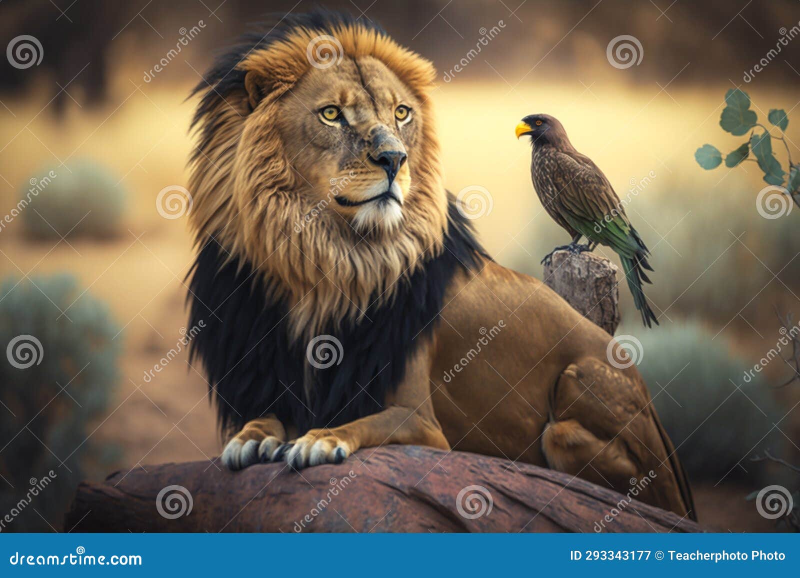 A Lion at Rest on the Savannah or a Bald Eagle Gracefully Gliding Over ...