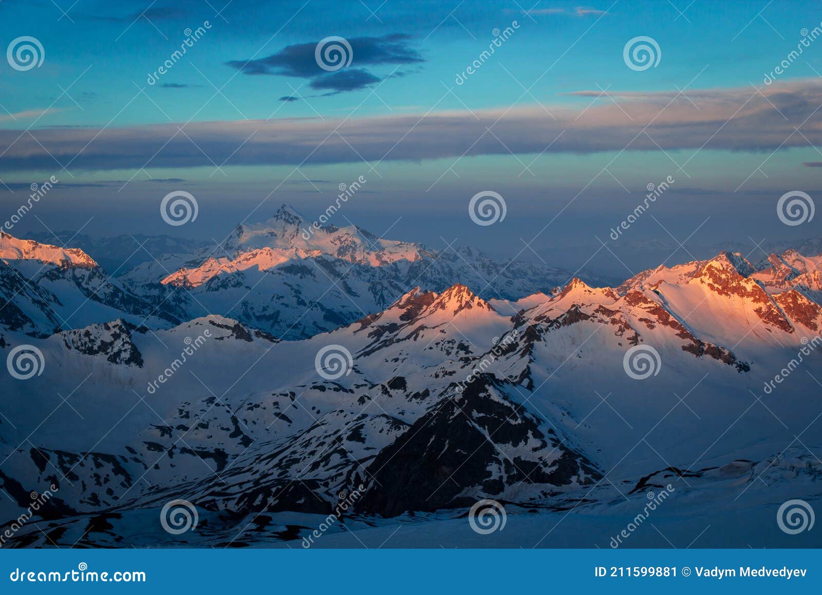 Magnificent Sunset in the Mountains of the Greater Caucasus Stock Image ...