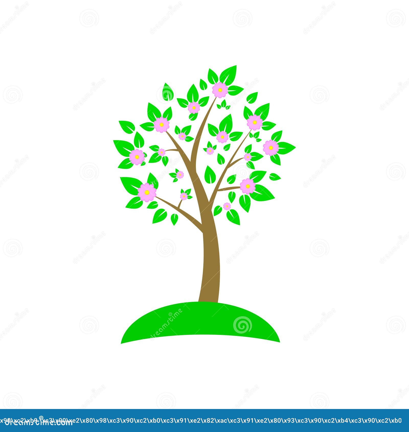 Magnificent Design of a Spring Tree with Leaves and a Blossom Stock ...