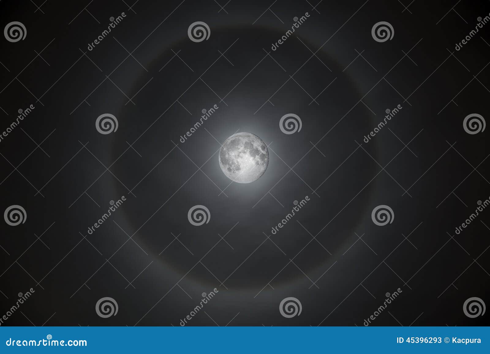 Magnificent Full Moon with Misty Halo Stock Image - Image of space ...