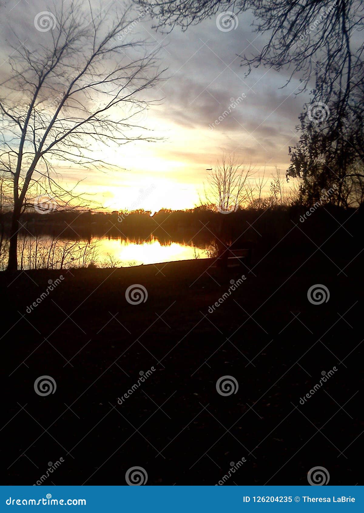 Dusk at the pond stock image. Image of gleaming, dusk - 126204235